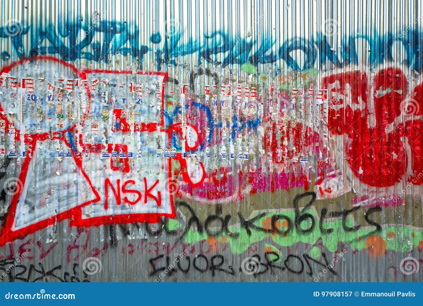 Graffiti on Metal Panels Wall Stock Image - Image of panel, interior ...