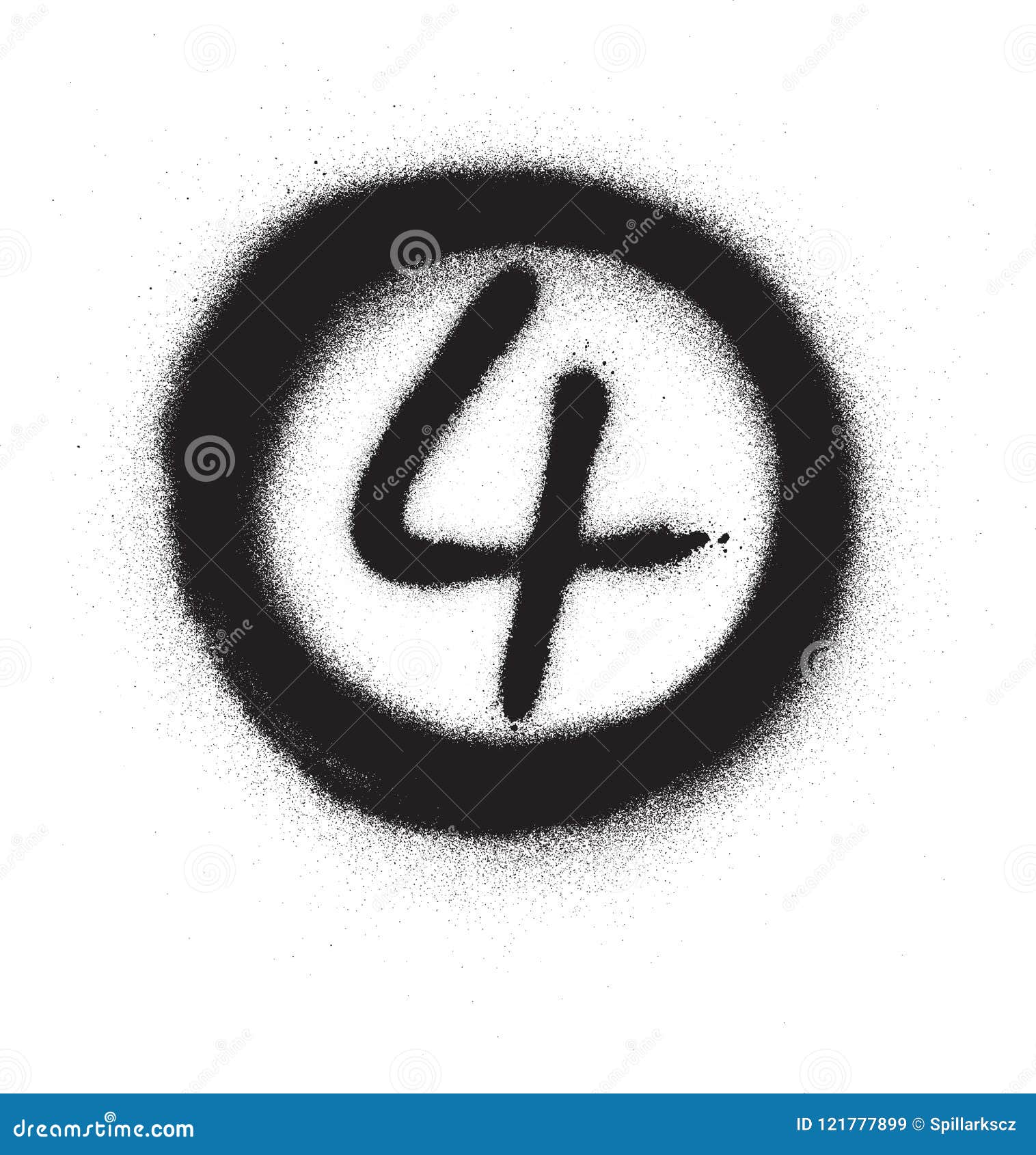 Graffiti Number Four 4 in Circle Sprayed in Black Over White Stock ...