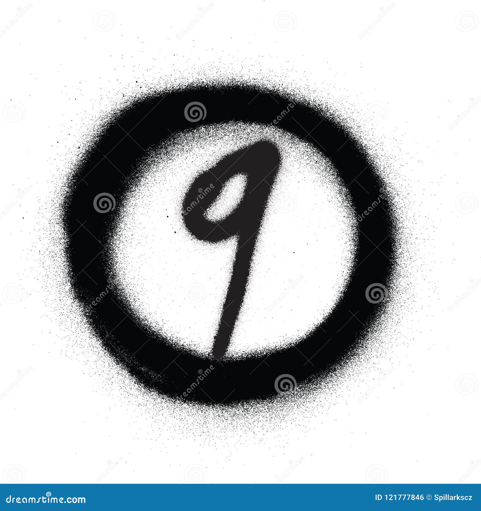 Graffiti Number Nine 9 in Circle Sprayed in Black Over White Stock ...
