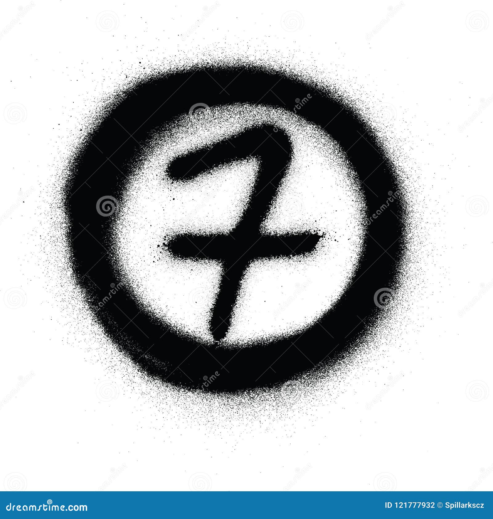 Graffiti Number Seven 7 in Circle Sprayed in Black Over White Stock ...