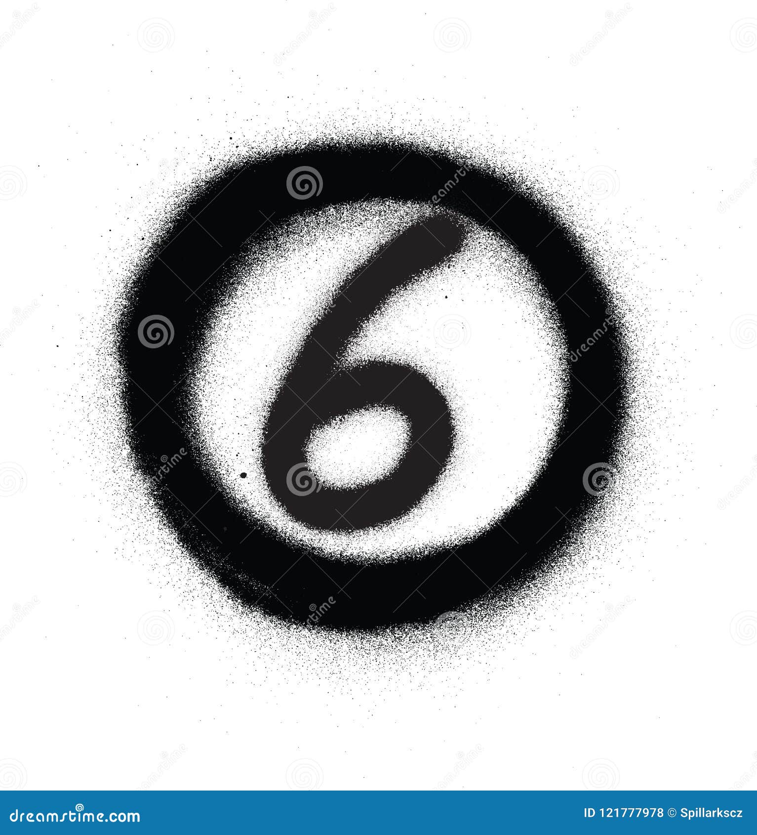 Graffiti Number Six 6 in Circle Sprayed in Black Over White Stock ...