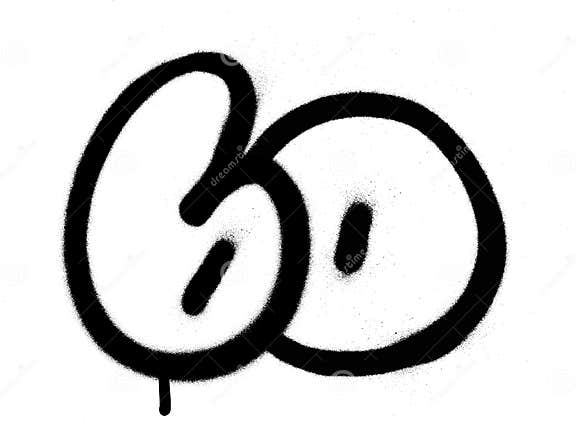 Graffiti Number 60 Sixty Sprayed in Black Over White Stock Vector ...