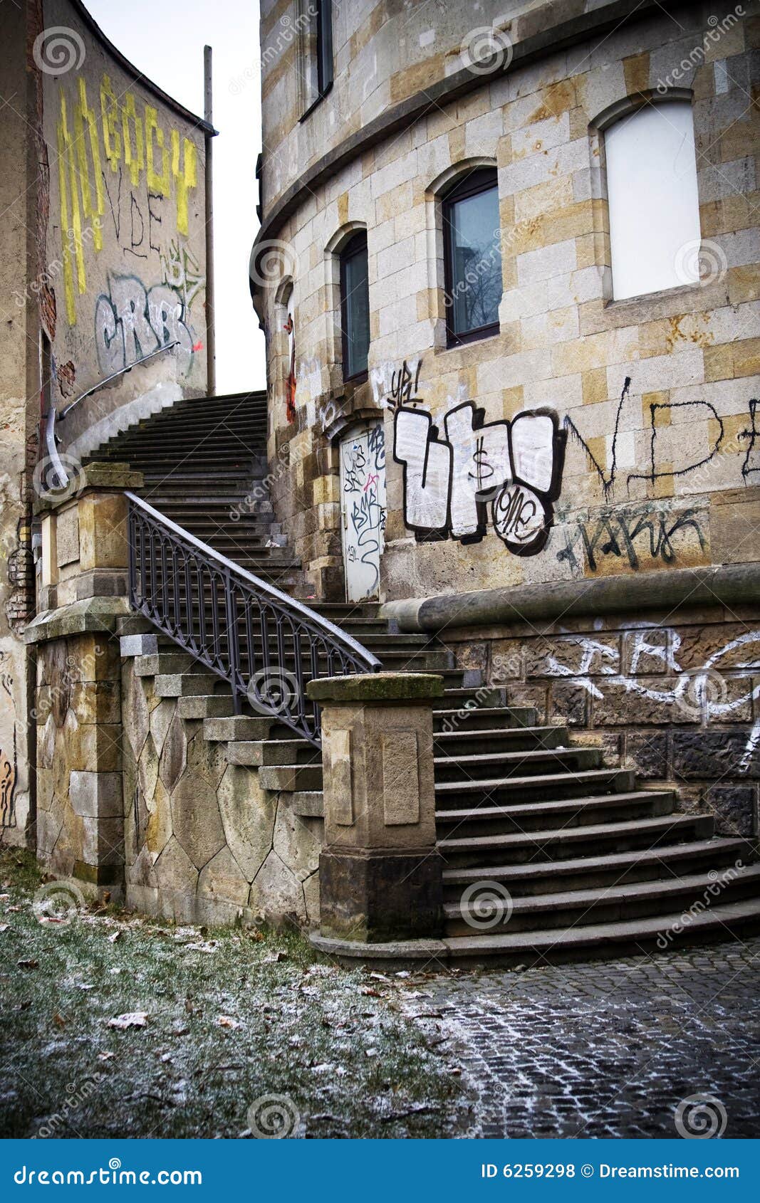 Graffiti on old building stock photo. Image of urban, stairs - 6259298