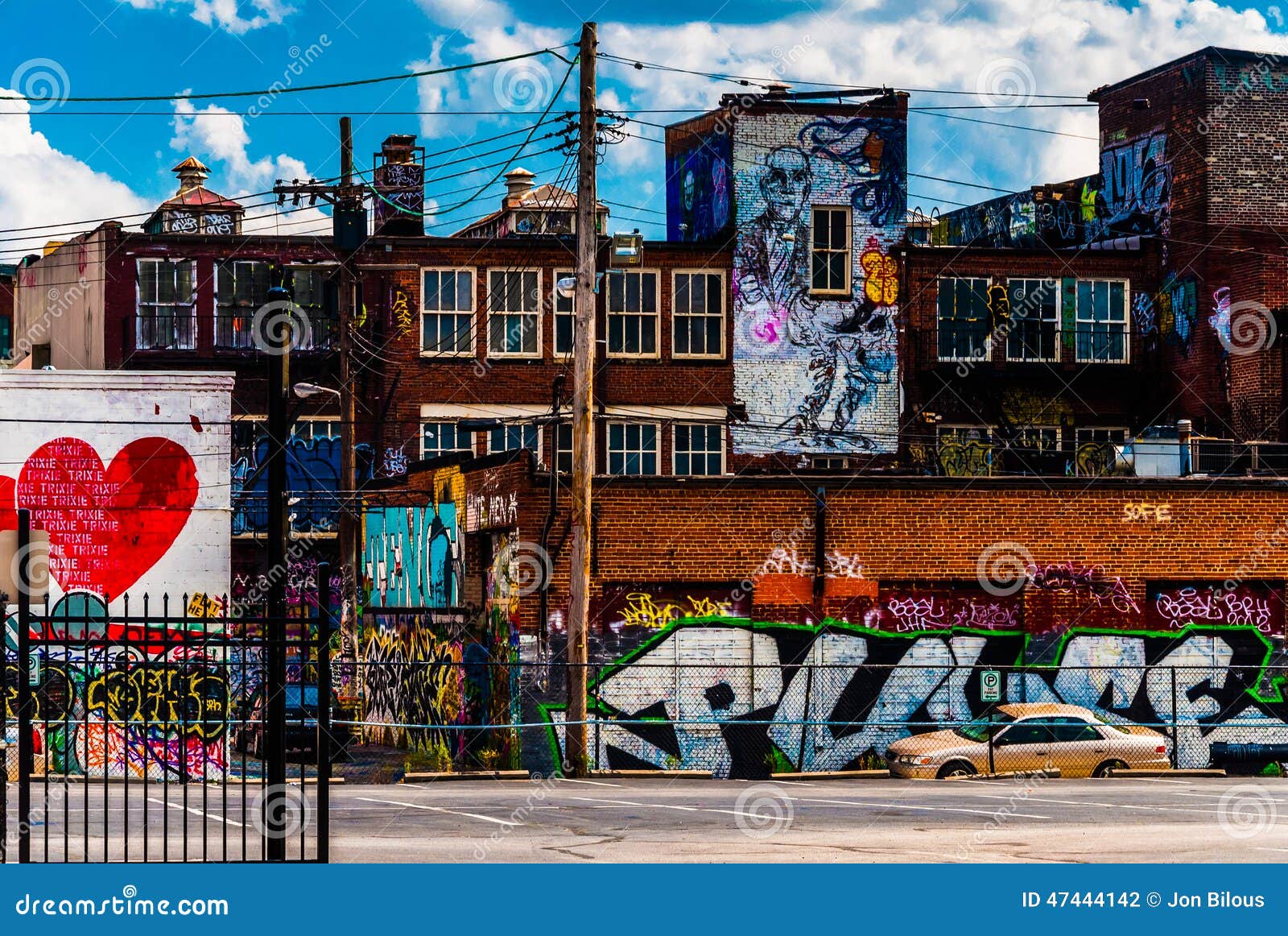 Graffiti and Old Buildings in Baltimore, Maryland. Editorial ...