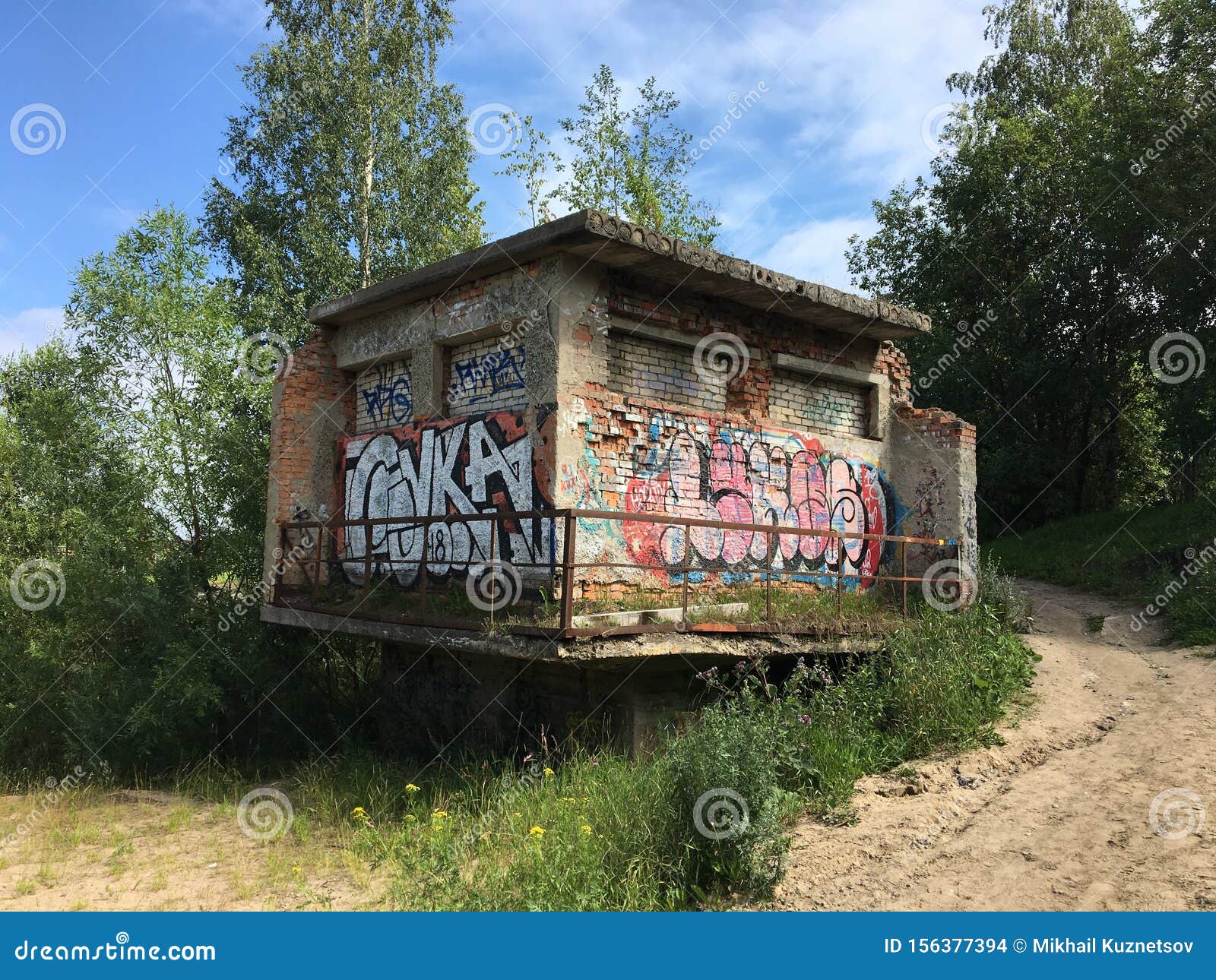 Graffiti on Old Technical Building in a Small Town Stock Photo - Image ...