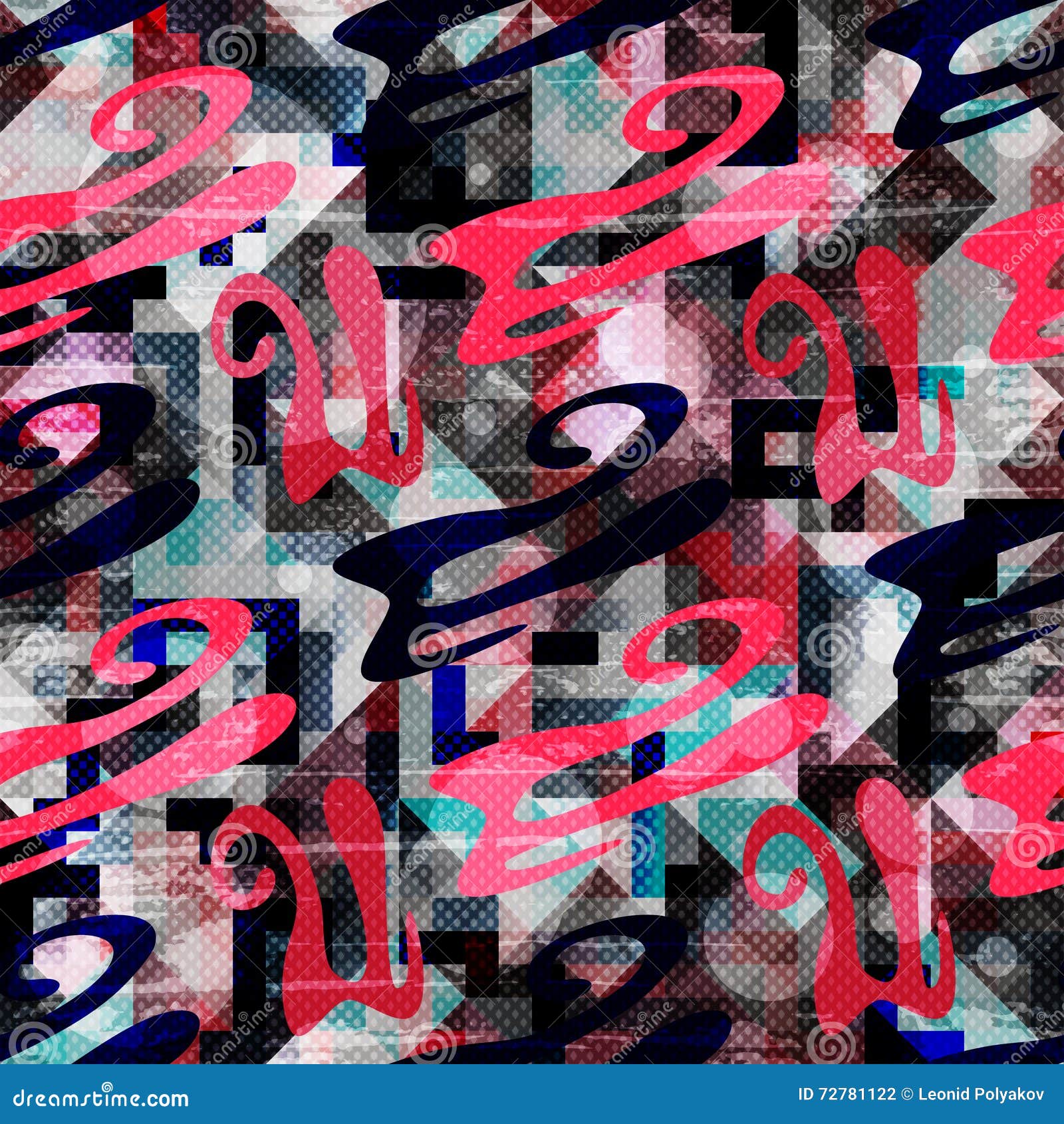 Graffiti Orange Bright Geometric Seamless Pattern Stock Vector ...