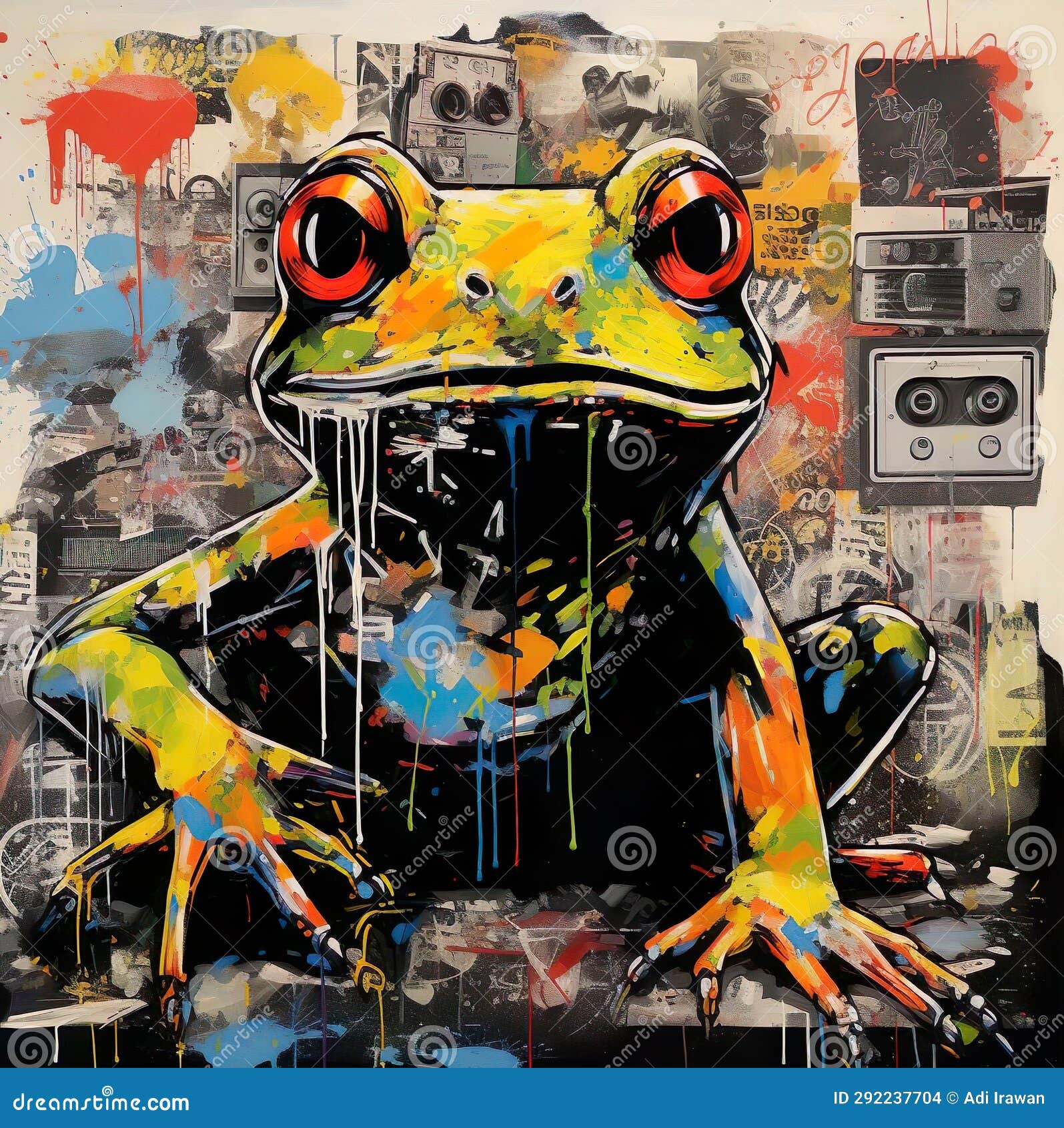 Graffiti painting of frog stock illustration. Illustration of ...