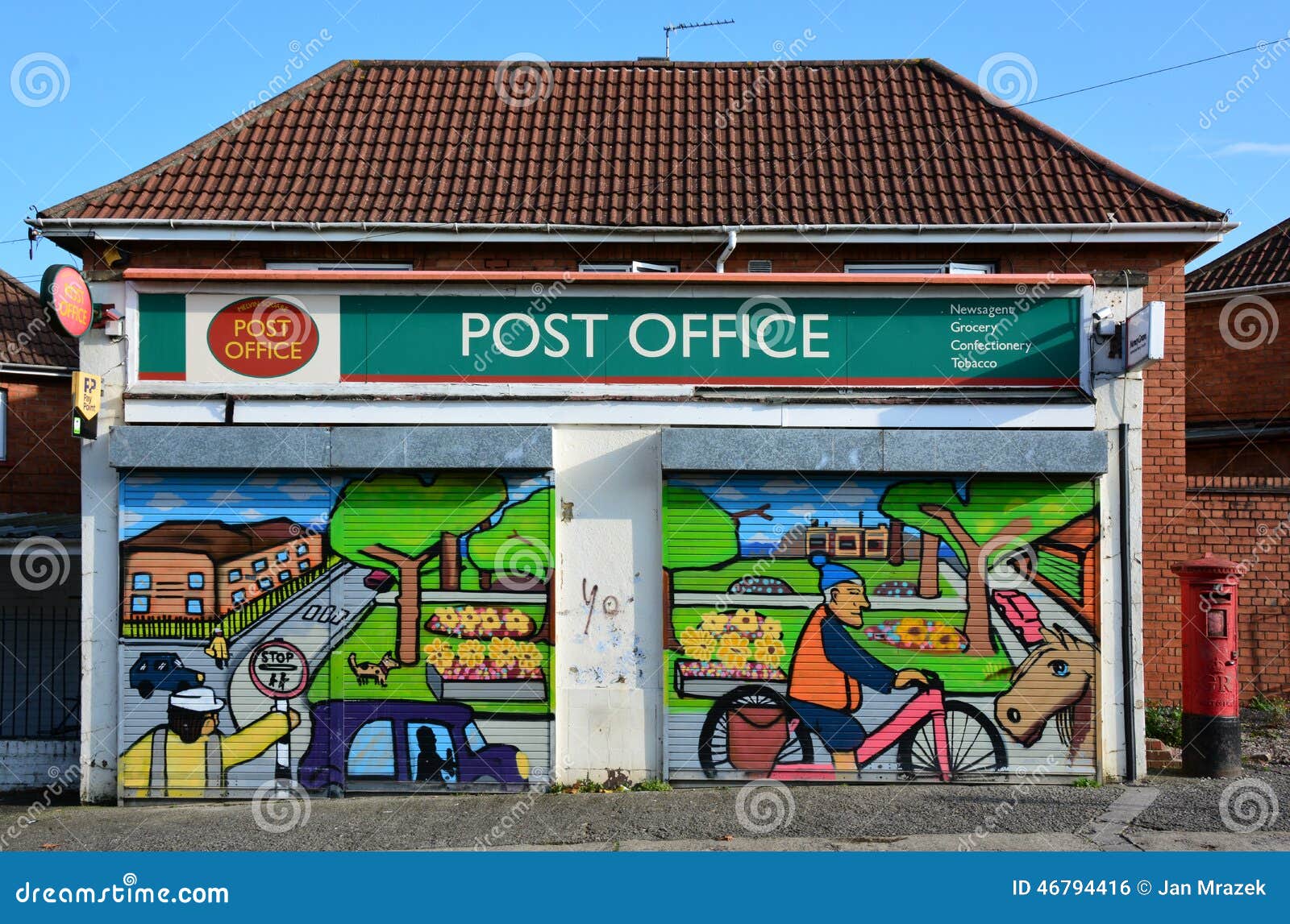 Graffiti on a post office editorial photo. Image of texture - 46794416