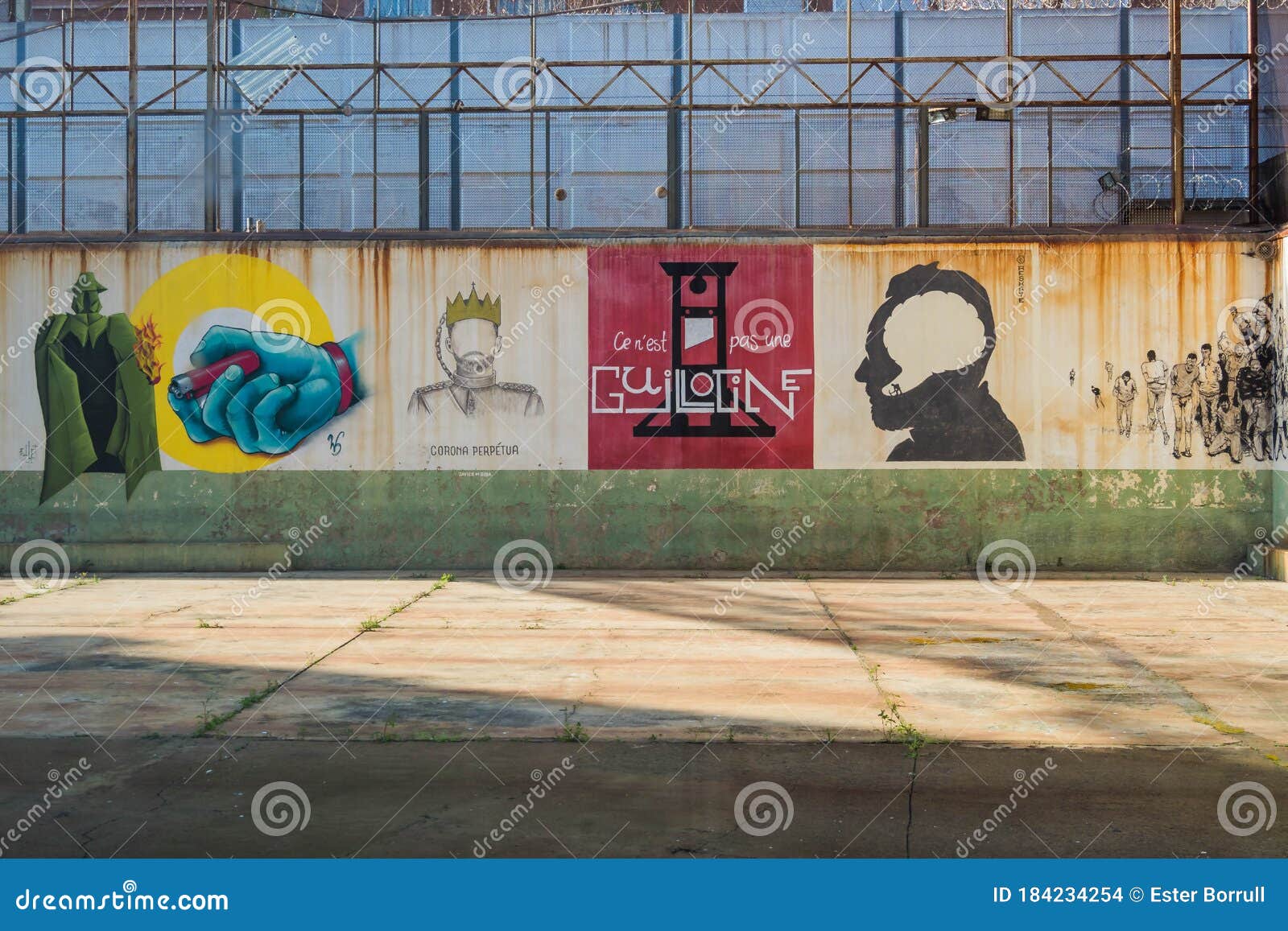 Graffiti on the Prisoners` Courtyard in La Modelo Prison in Barcelona ...