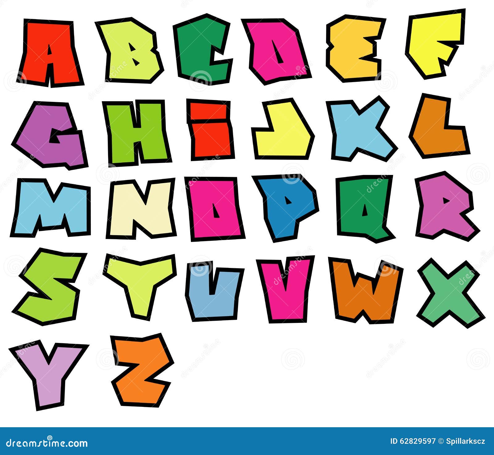 Graffiti Readable Fonts Alphabet Over White In Multiple Color Stock ...