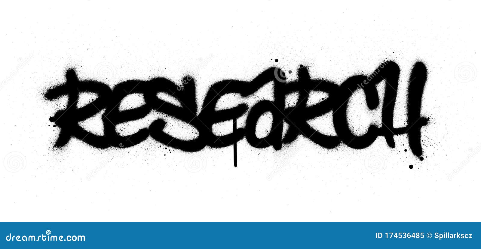 Graffiti Research Word Sprayed in Black Over White Stock Vector ...