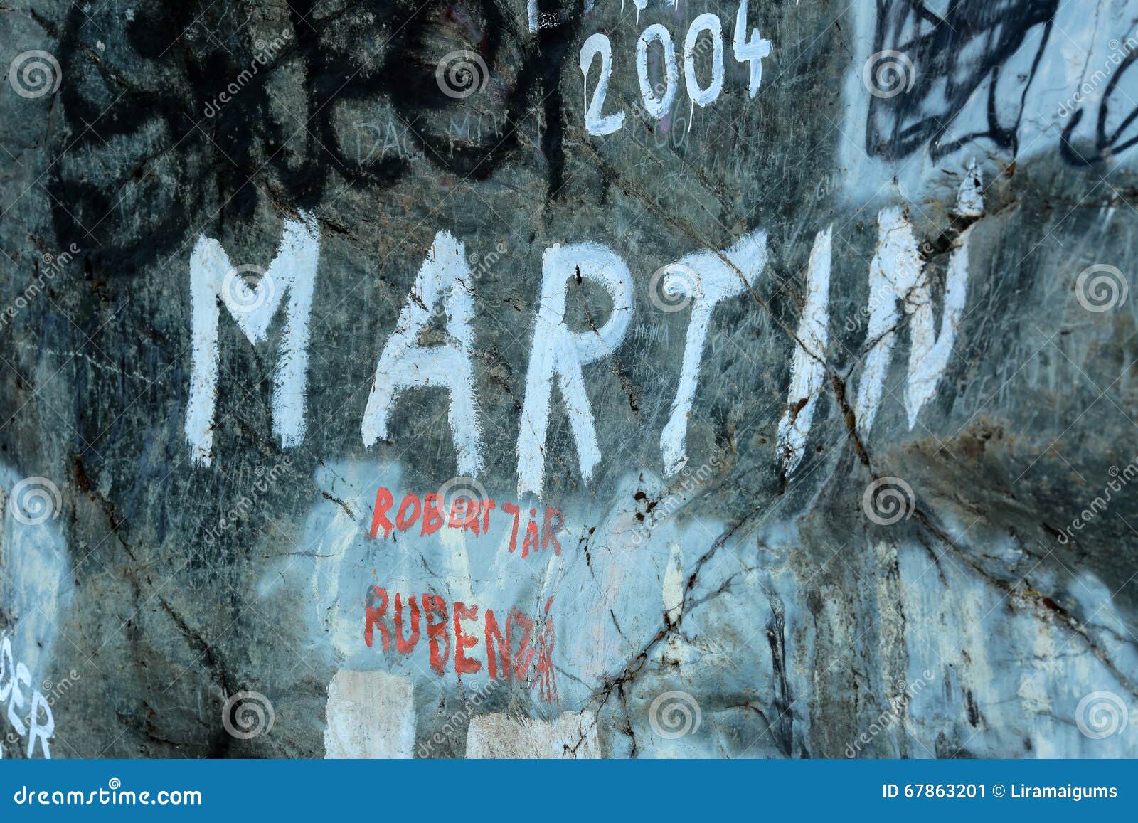Graffiti on the rock stock image. Image of minerals, stones - 67863201