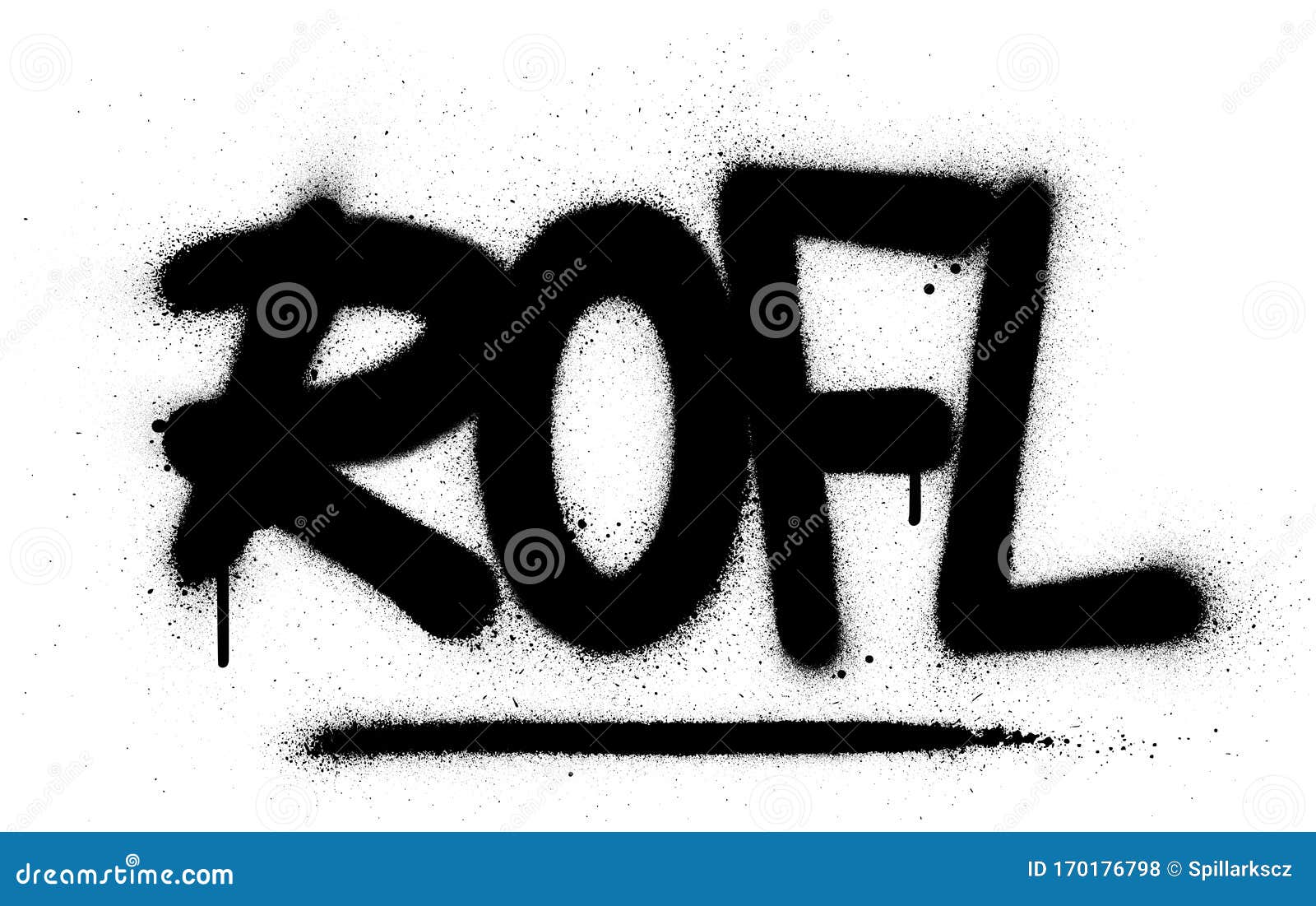 Graffiti ROFL Abbreviation Sprayed In Black Over White Vector ...