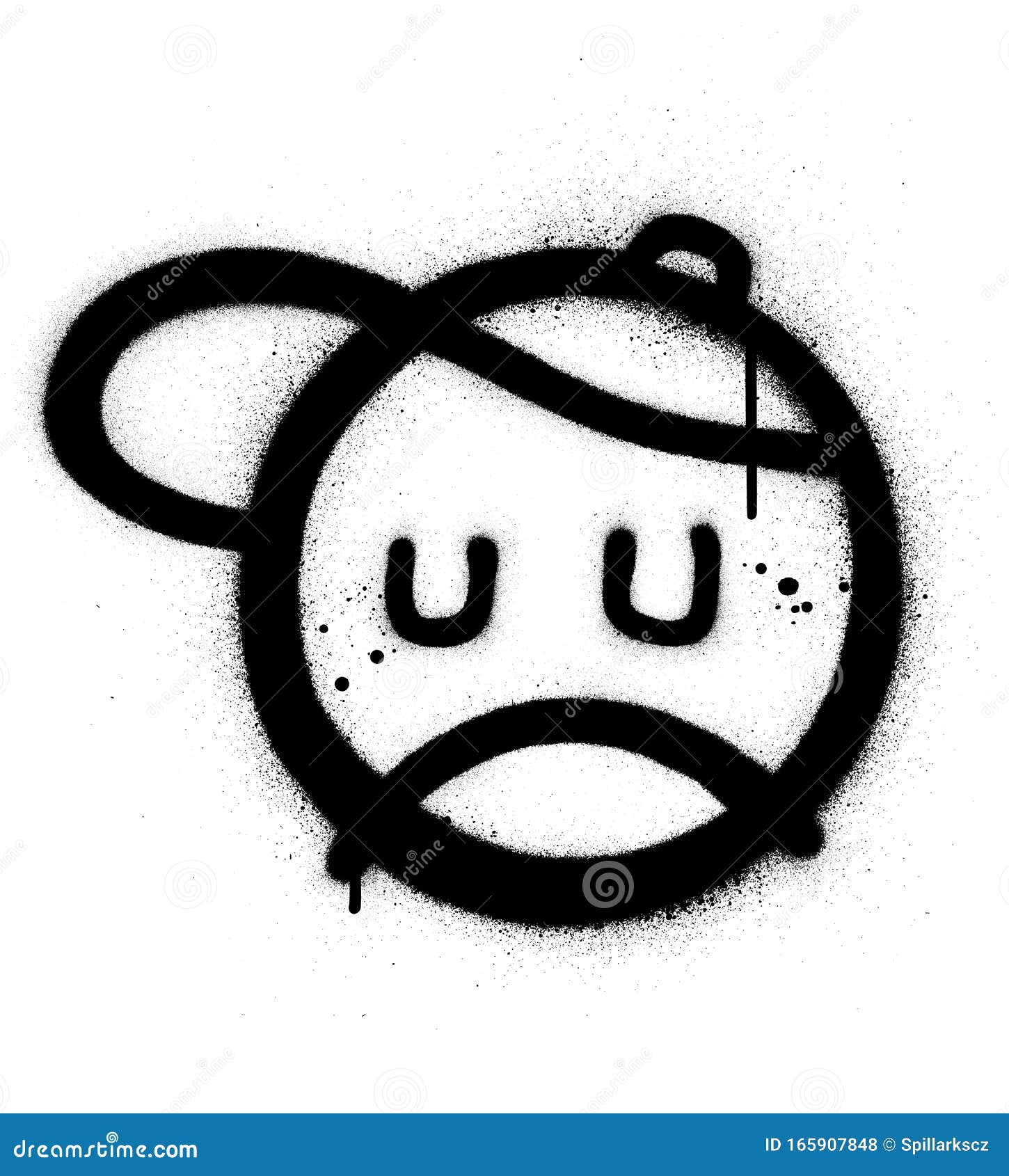 Graffiti Sad Face Icon Sprayed in Black Over White 向量例证 - 插画 包括有 ç²—ç ...