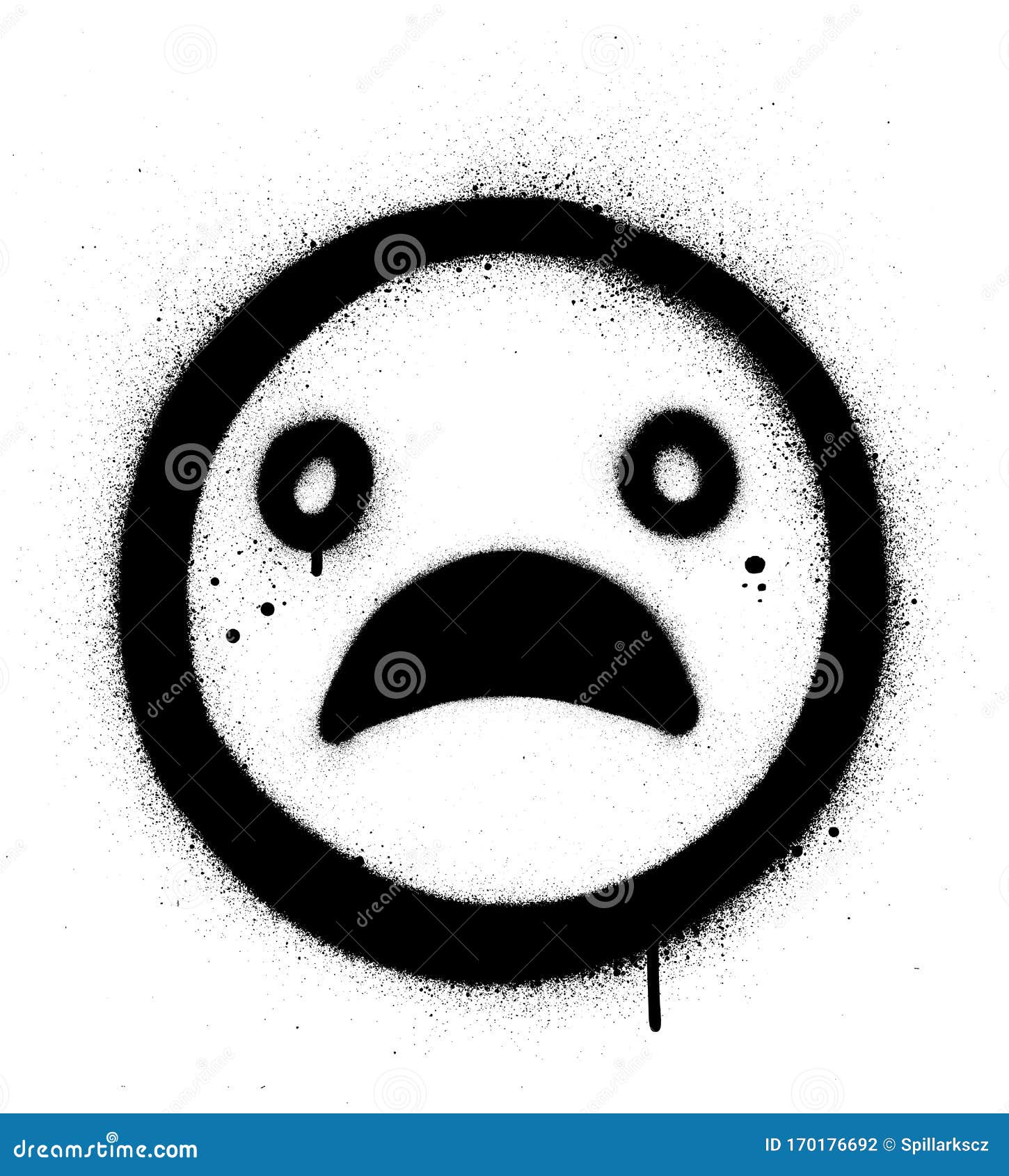Graffiti Sad Face Icon Sprayed in Black Over White Stock Vector ...