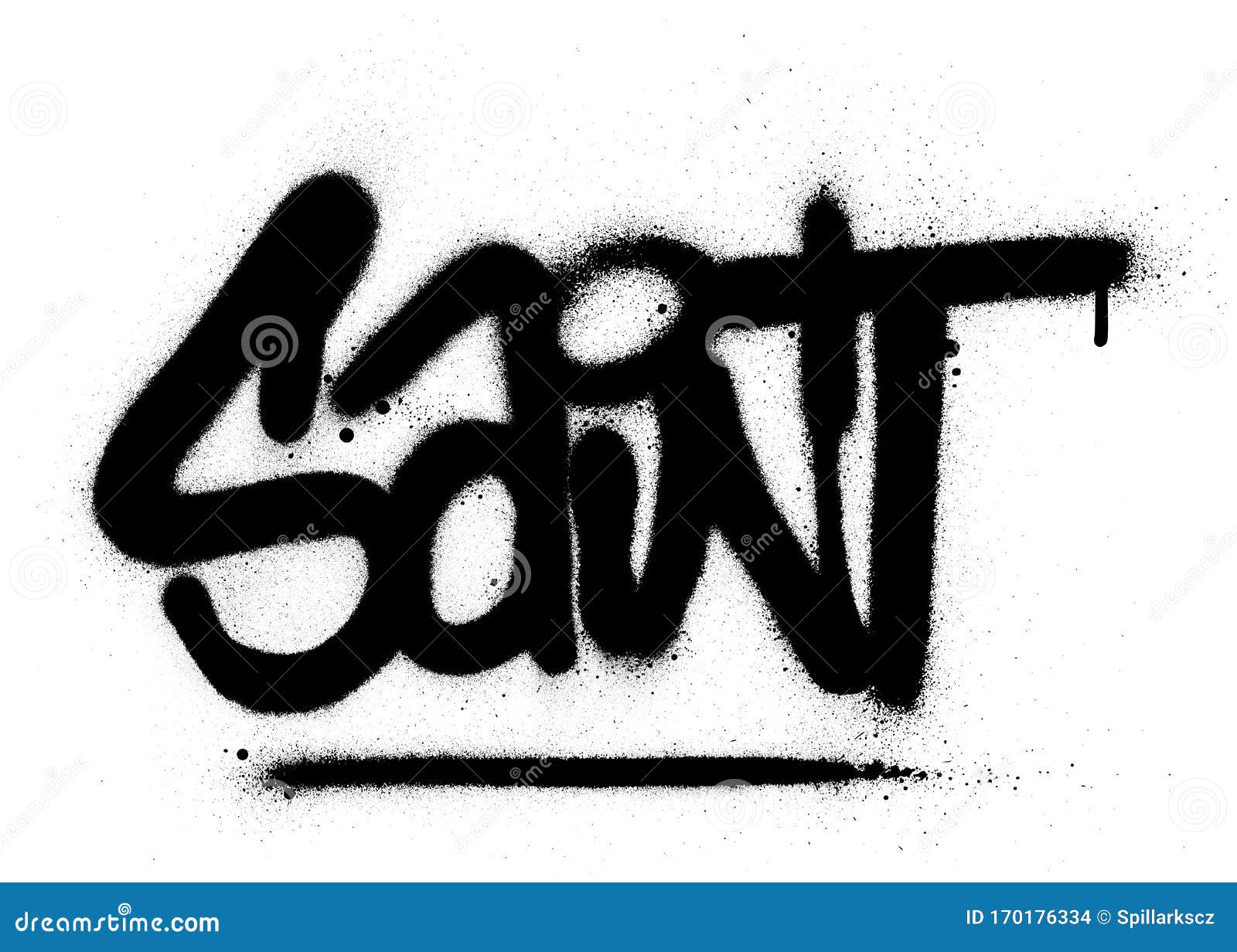 Graffiti Saint Word Sprayed In Black Over White Vector Illustration ...