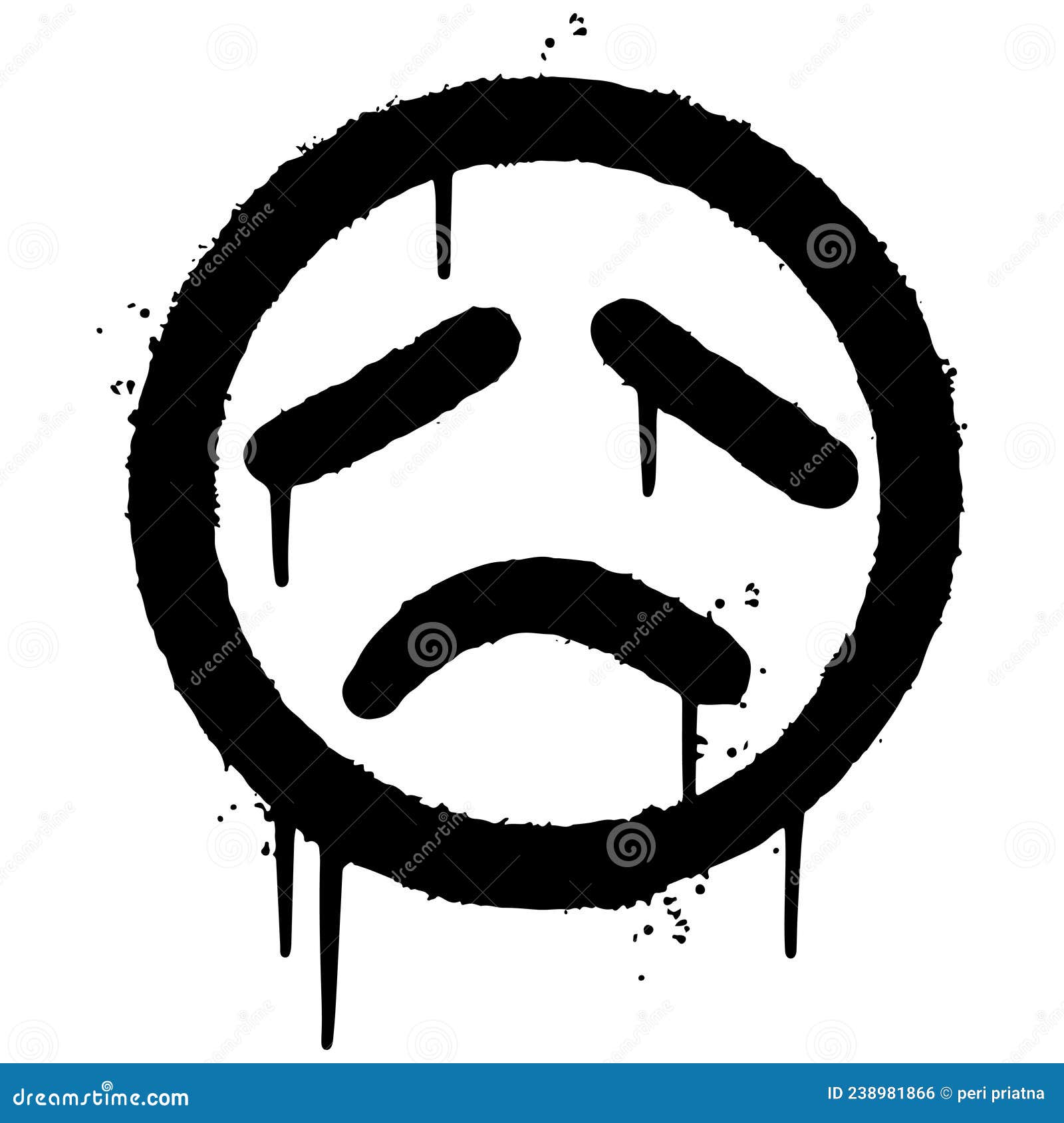Graffiti Scary Sick Face Emoticon Sprayed Isolated On White Background Vector Illustration ...