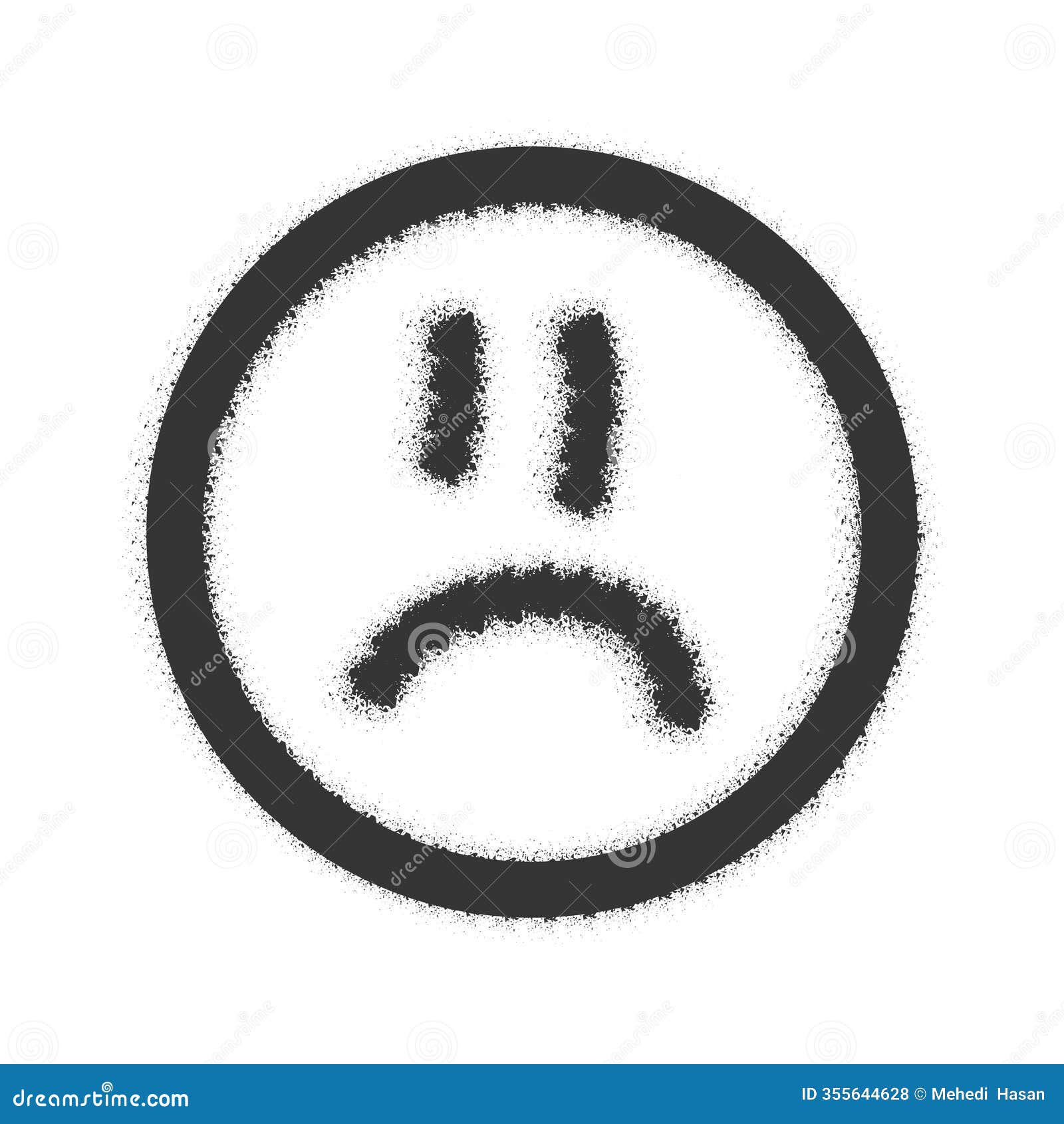 Scary Sick Face Emoticon Character. Spray Painted Graffiti Sad Face In ...