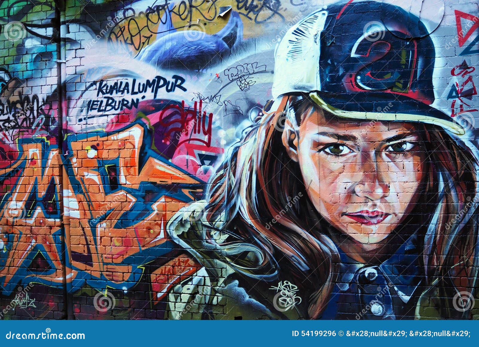 Graffiti Art Woman Portrait On The Streets Of Brick Lane, East London ...