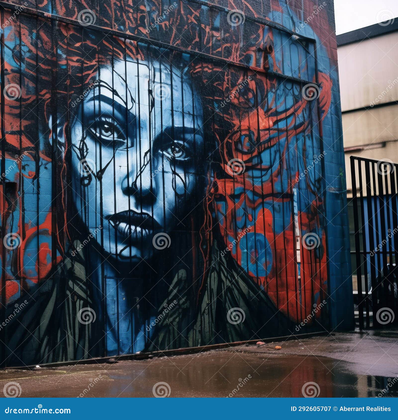 Graffiti on the Side of a Building with a Womans Face on it Stock ...