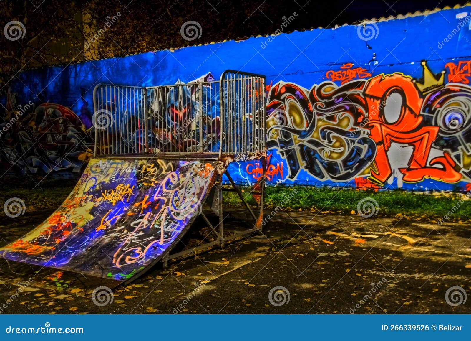 Graffiti on a Skateboard Track in the Night City Editorial Photo ...