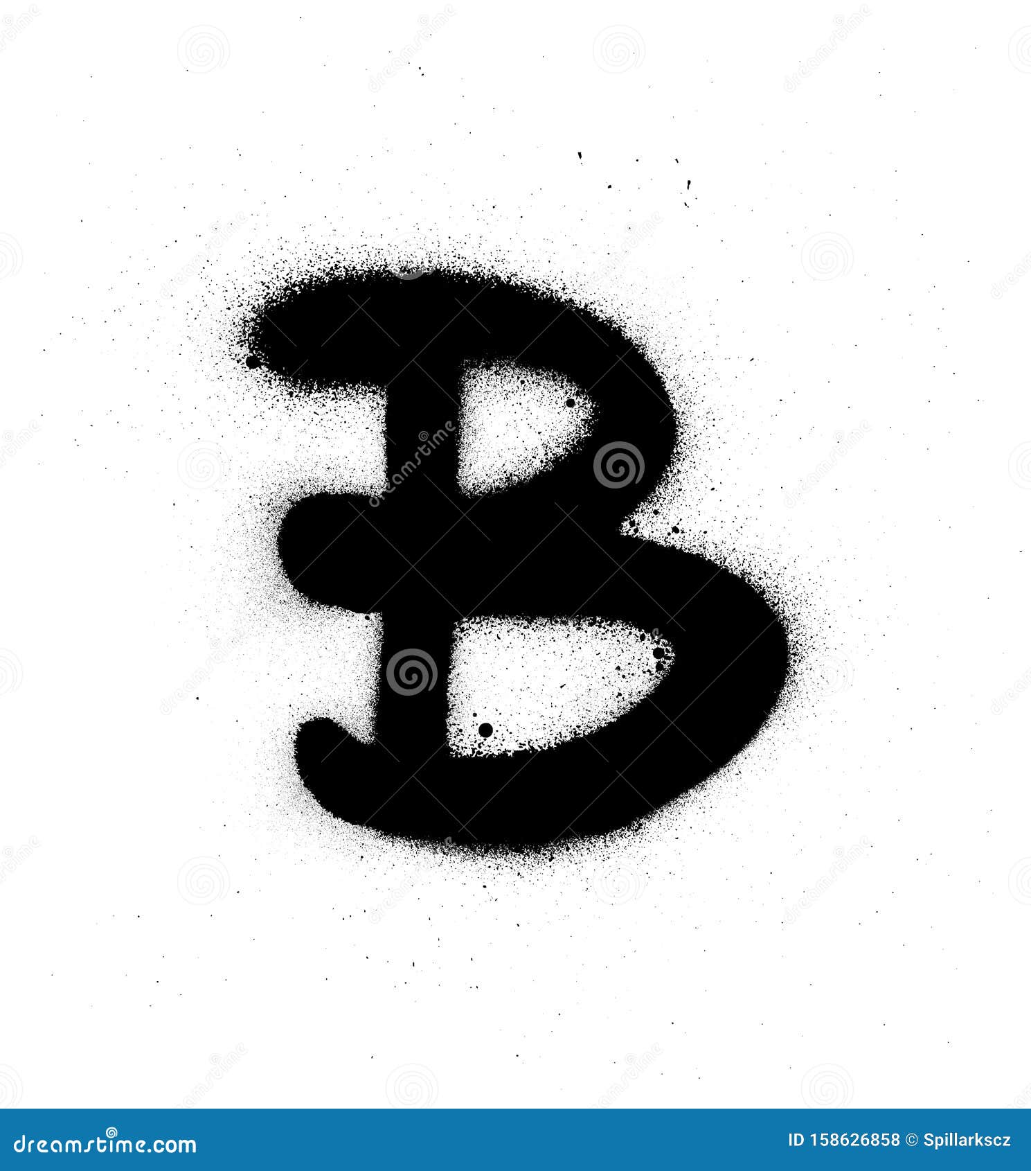 Graffiti Small Fat B Font Sprayed in Black Over White Stock Vector ...