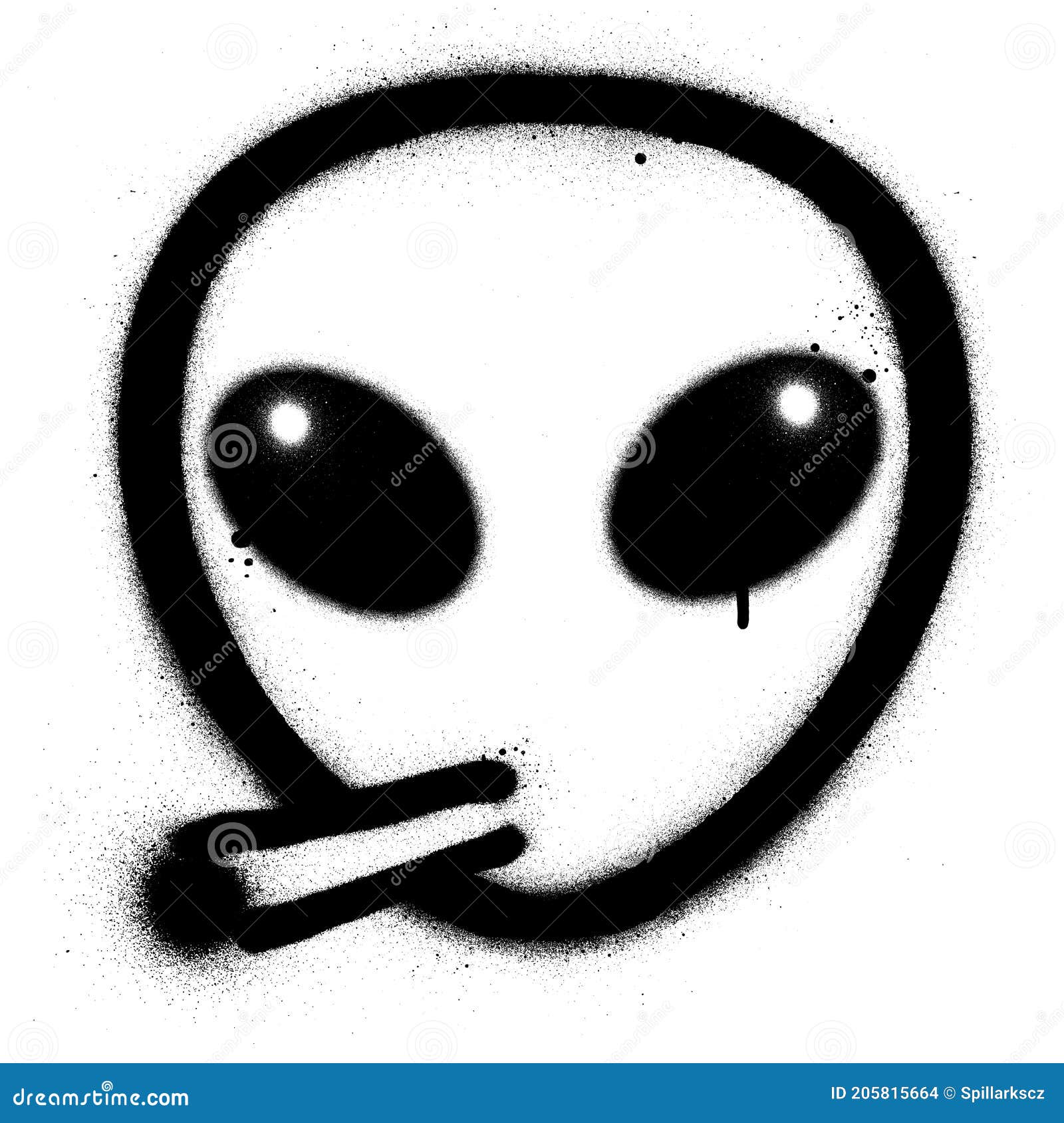 Graffiti Smoking Alien Icon Sprayed Over White Stock Illustration ...