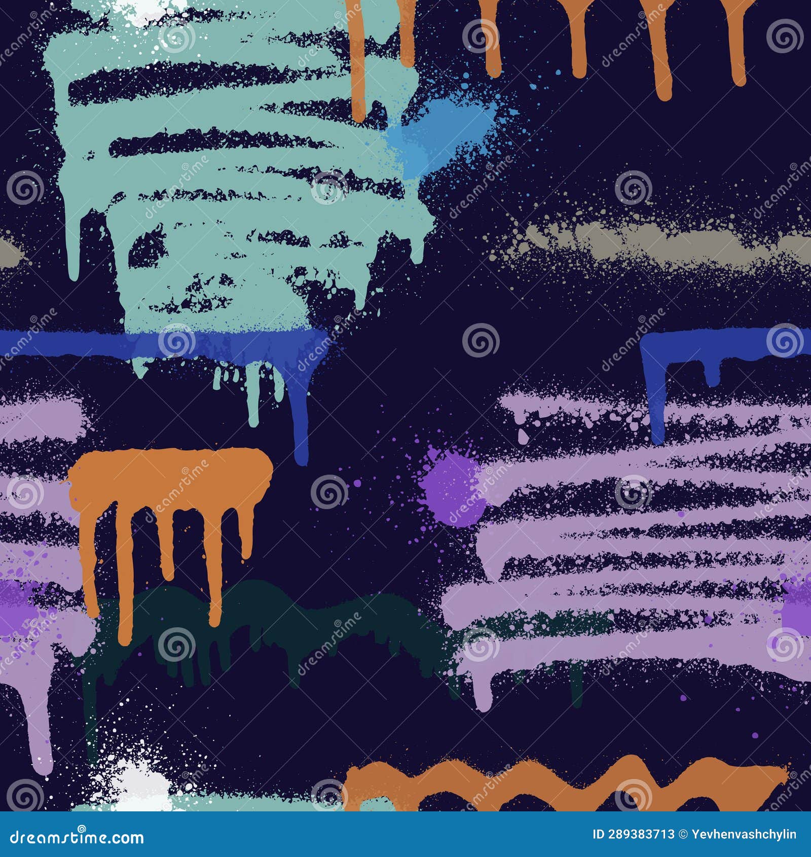 Graffiti Spray Paint Seamless Pattern. Vector Illustration. Stock Image ...