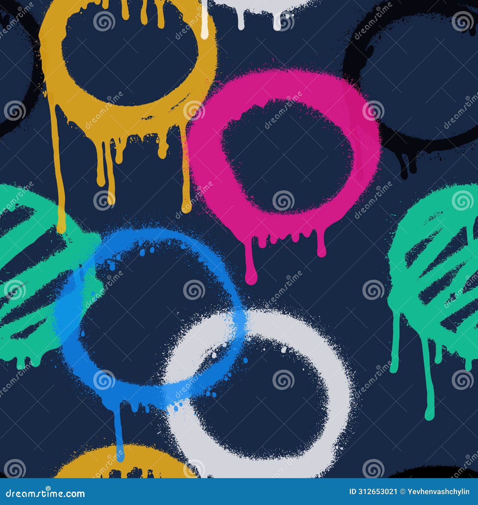 Graffiti Spray Paint Seamless Pattern. Vector Illustration. Stock ...