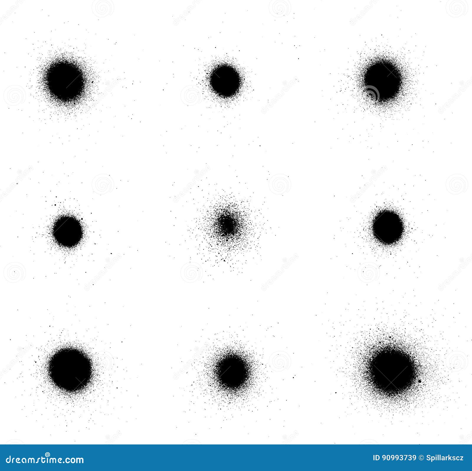Graffiti Sprayed Dots Collection in Black Over White Stock Vector ...