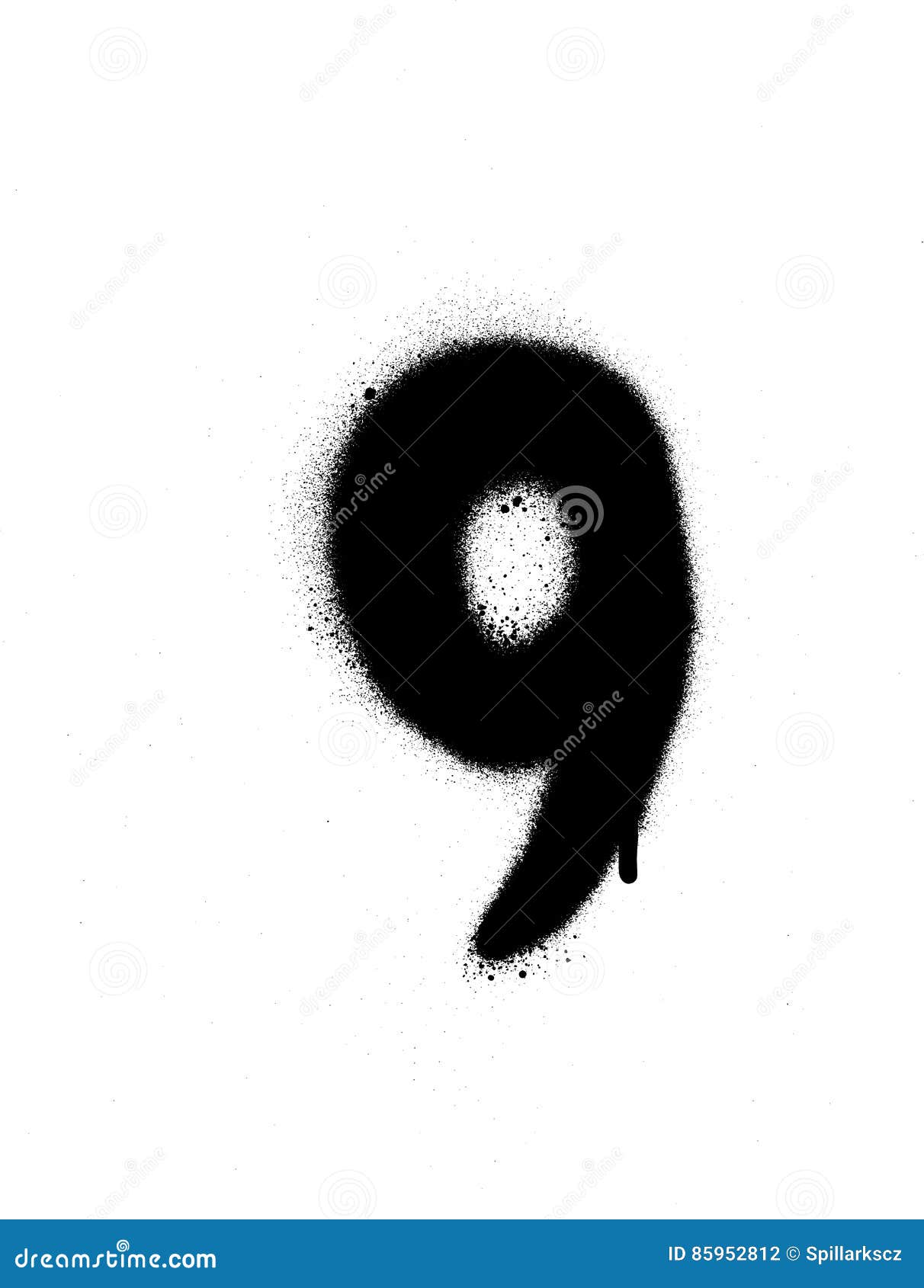 Graffiti Sprayed Number 9 Nine in Black on White Stock Vector ...