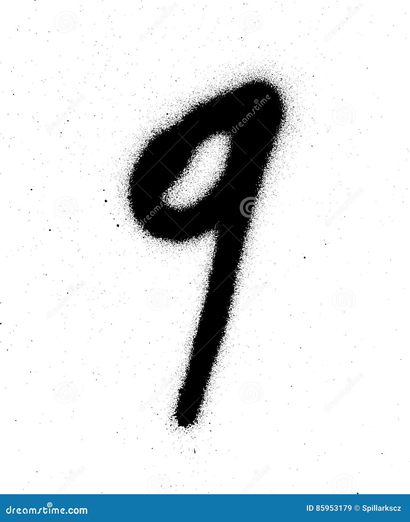 Graffiti Sprayed Number 9 Nine in Black on White Stock Vector ...