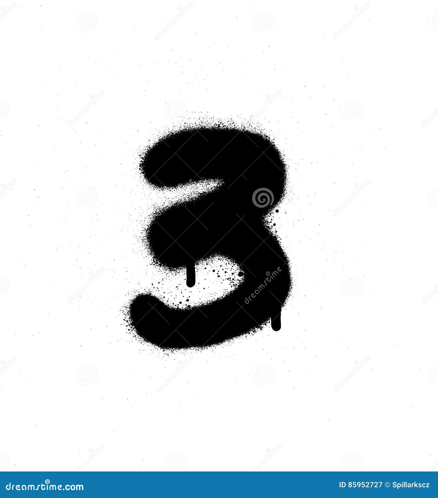 Graffiti Sprayed Number 3 Three in Black on White Stock Vector ...