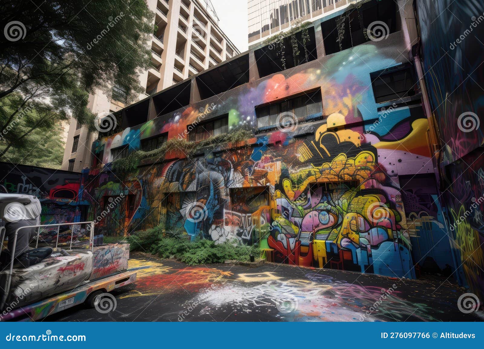 Graffiti Sprayer Artist Wrapping Canvas with Bold, Vibrant Designs ...