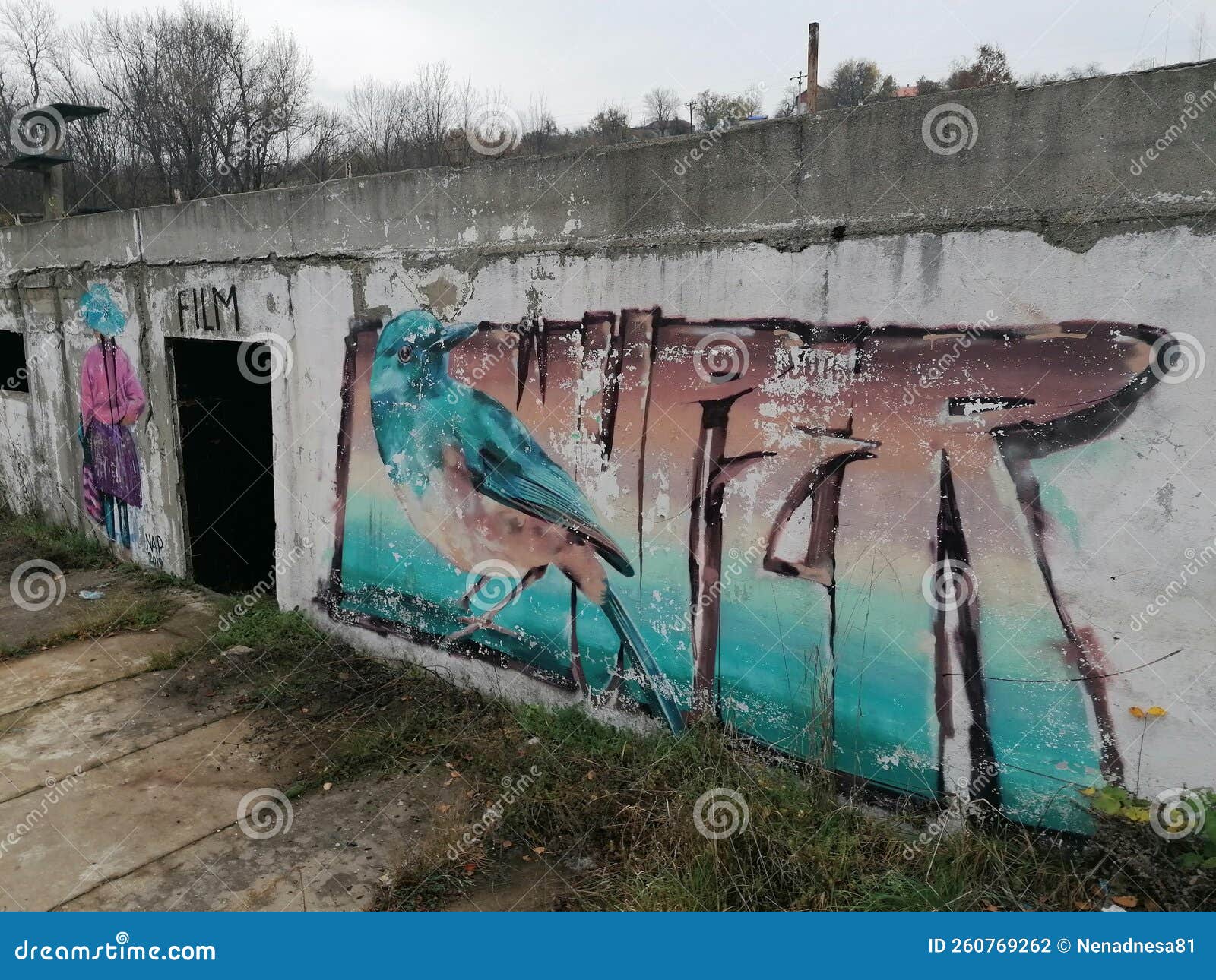 Graffiti on the Stone Wall of Abandoned Object Editorial Photography ...