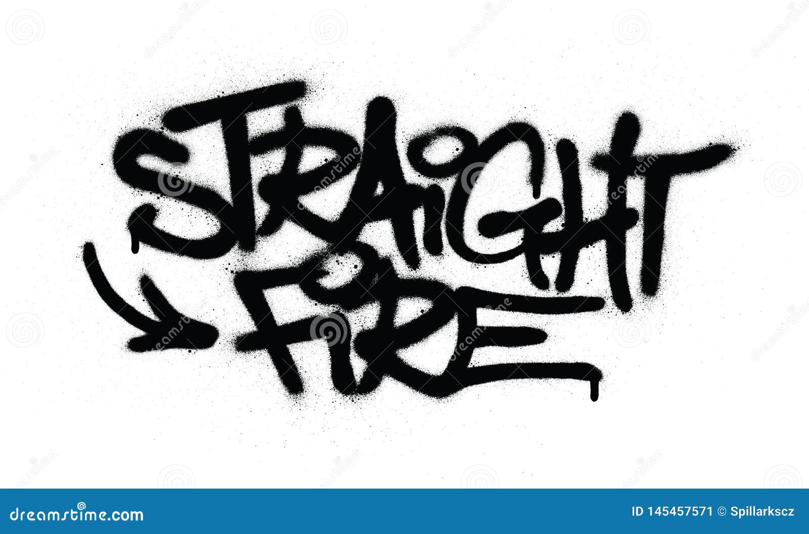 Graffiti Straight Fire Text Sprayed in Black Over White Stock Vector ...