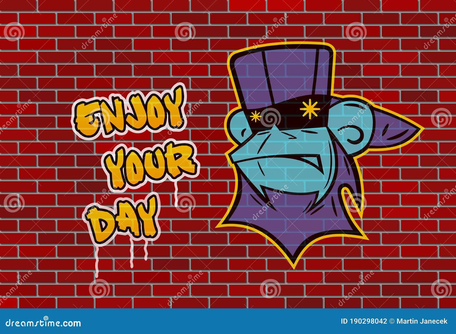 Monkey Graffiti Artist Vector Illustration | CartoonDealer.com #214188010