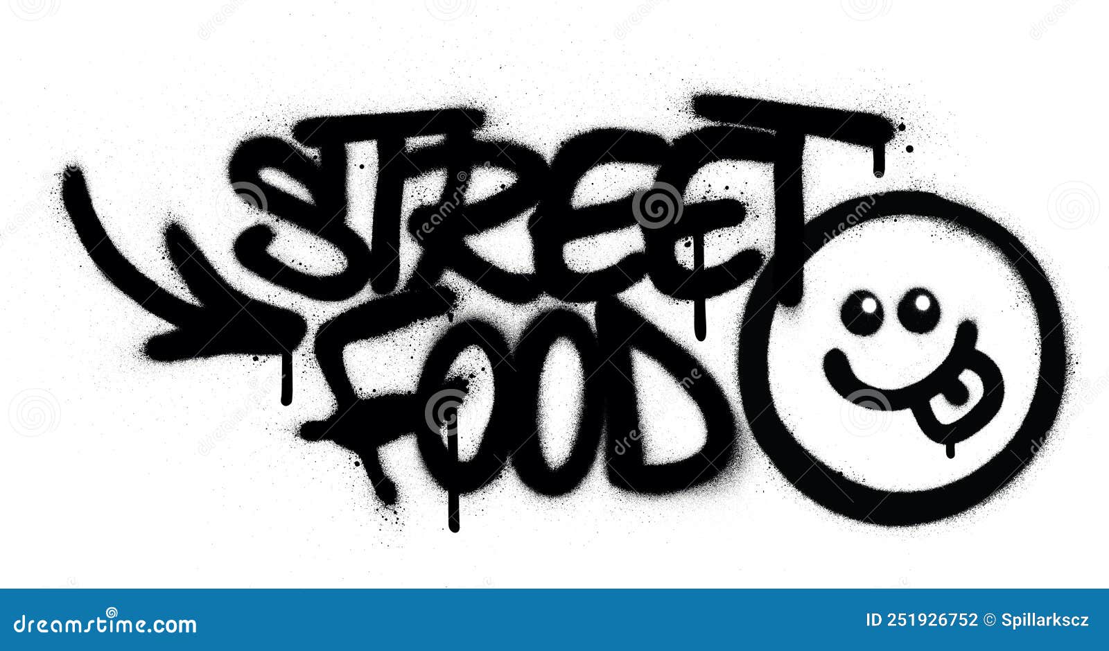 Graffiti Street Food Text with Icon Sprayed Over White Stock Vector ...