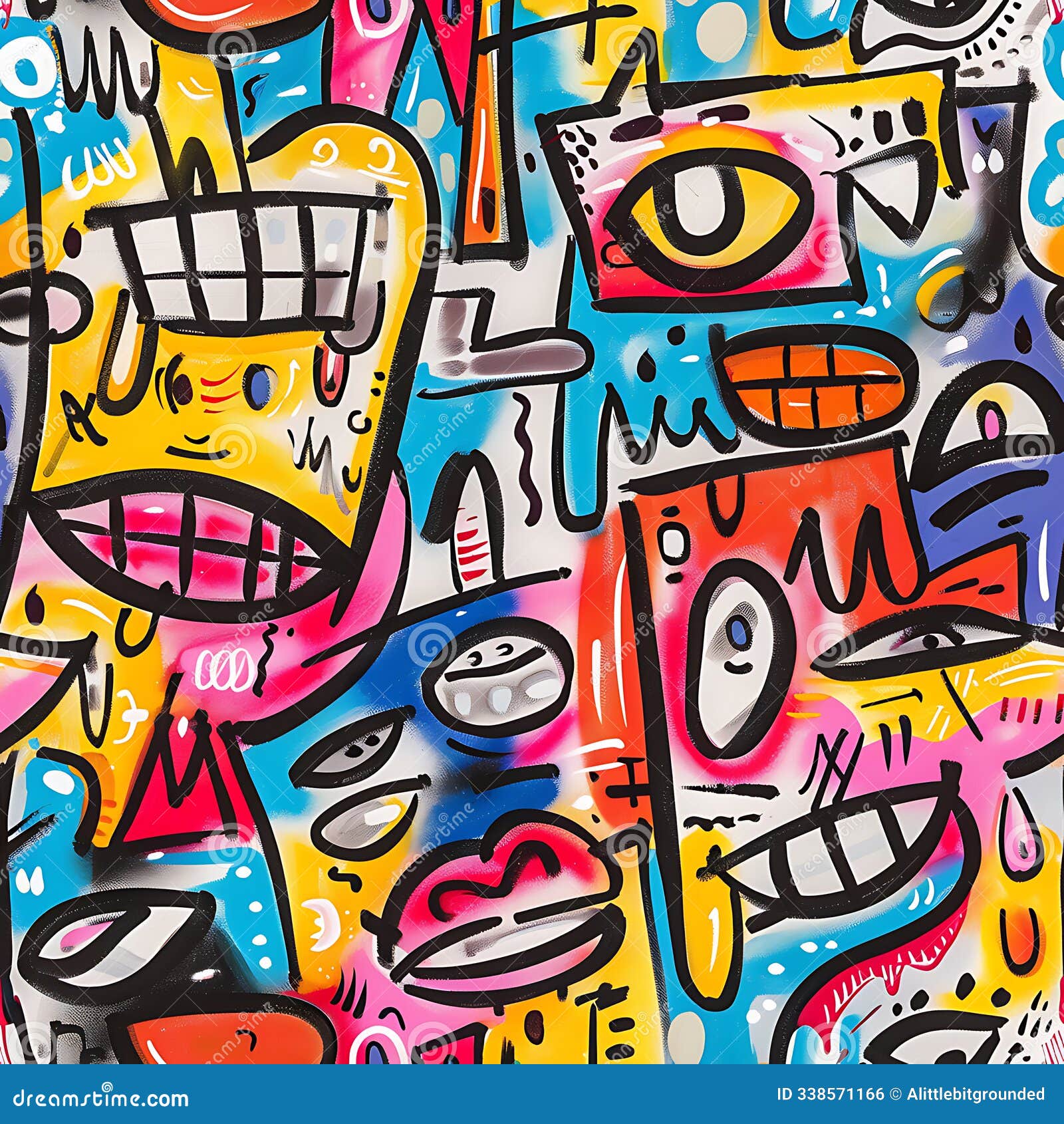 Graffiti Style Background Repeating Pattern Stock Illustration ...