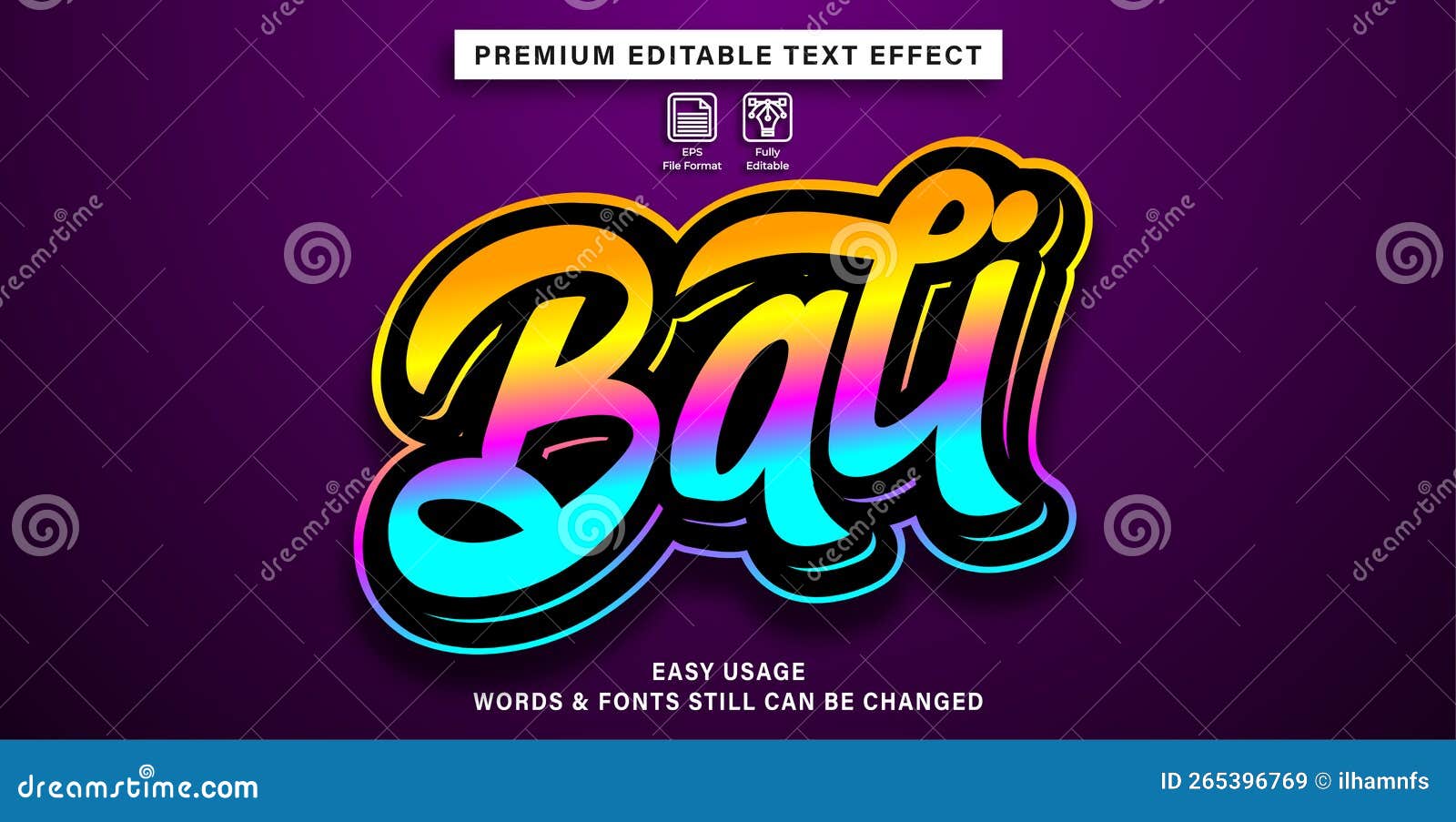 Graffiti Style Bali Editable Text Effect Stock Vector - Illustration of ...