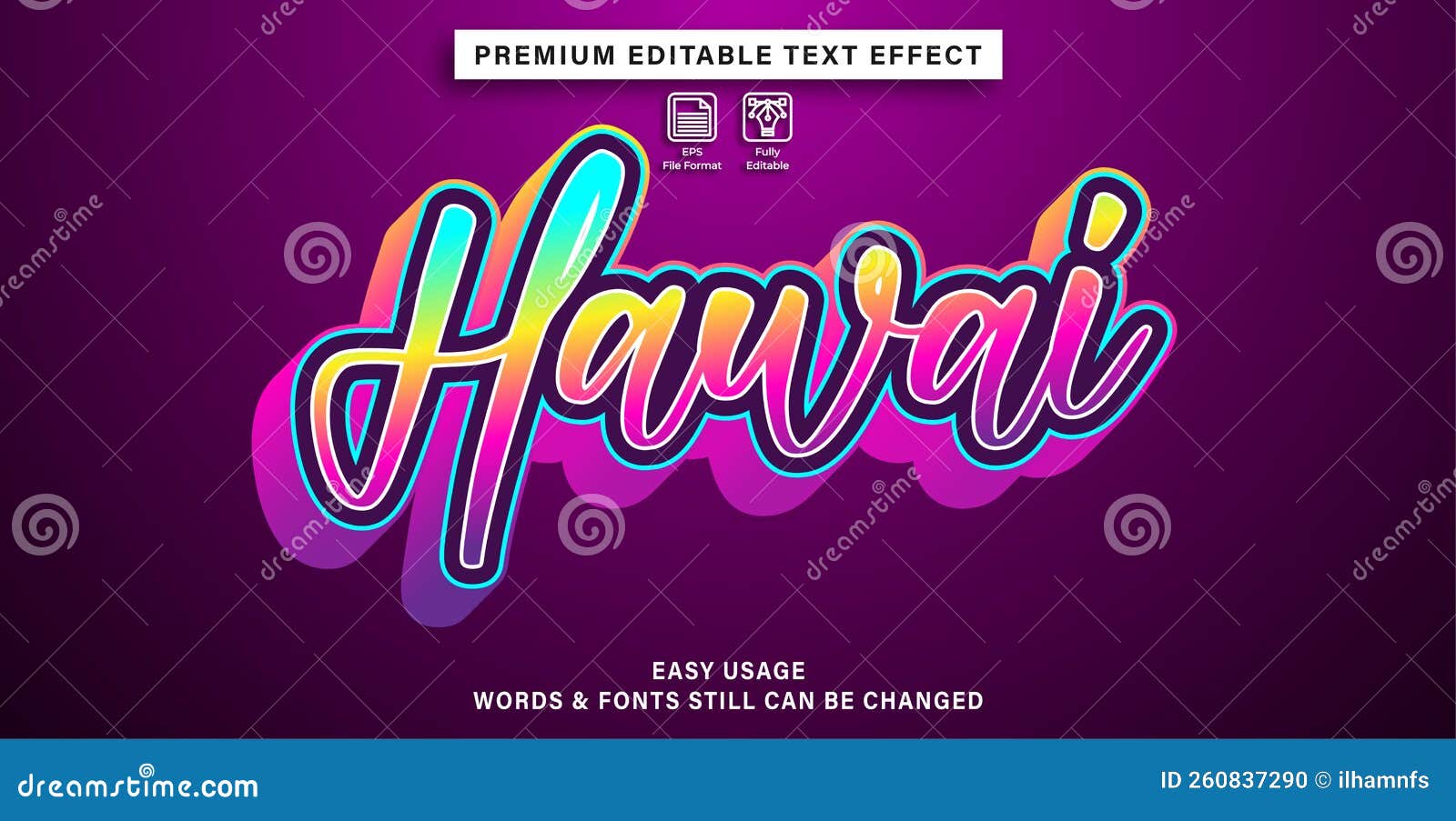 Hawai, Text Design. Typography Poster. Usable As Background. Modern ...