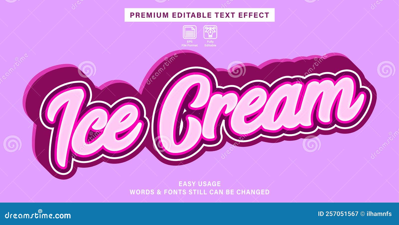 Graffiti Style Ice Cream Editable Text Effect Stock Vector ...