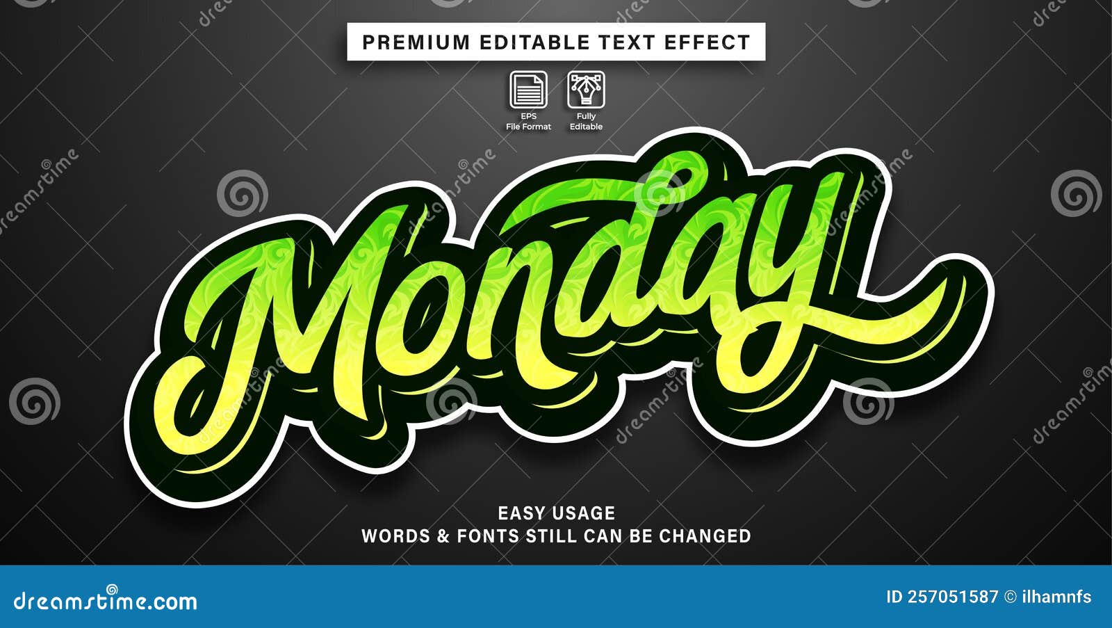 Graffiti Style Monday Editable Text Effect Stock Vector - Illustration ...