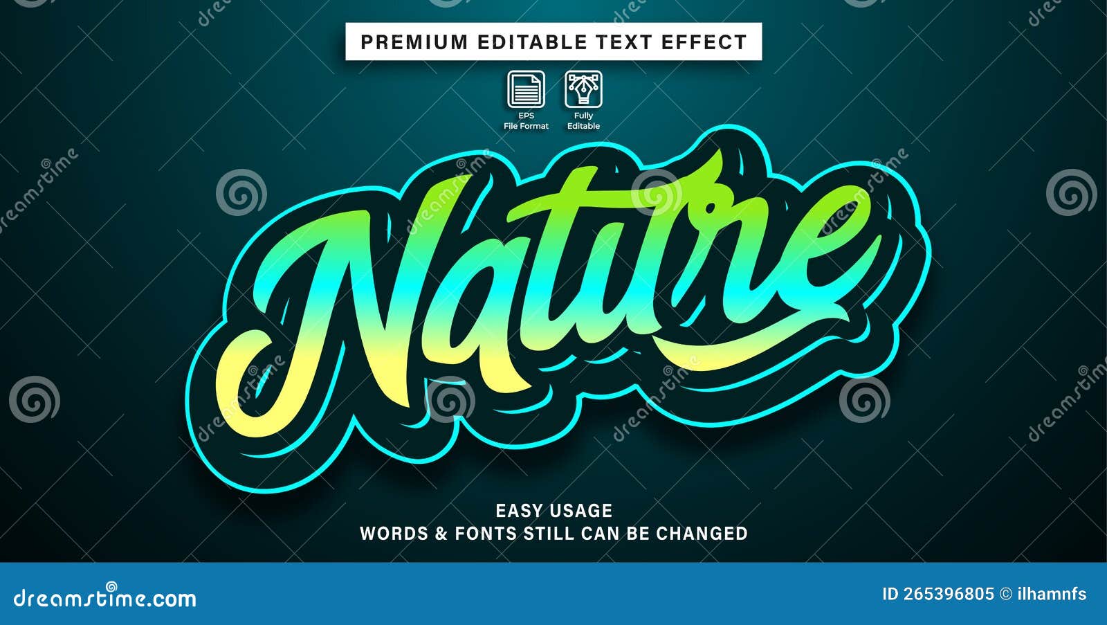Graffiti Style Nature Editable Text Effect Stock Vector - Illustration ...