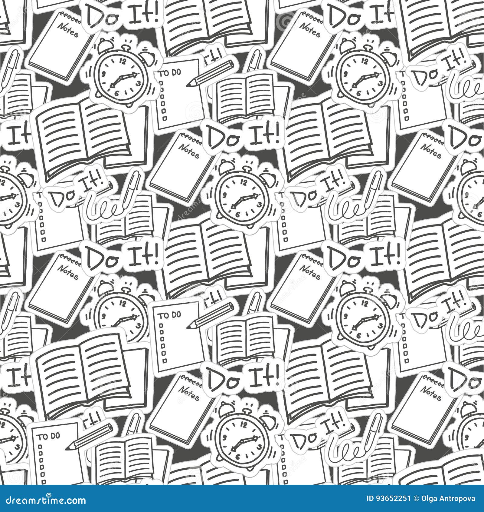 Graffiti Style Seamless Pattern with Study Elements Stock Illustration ...