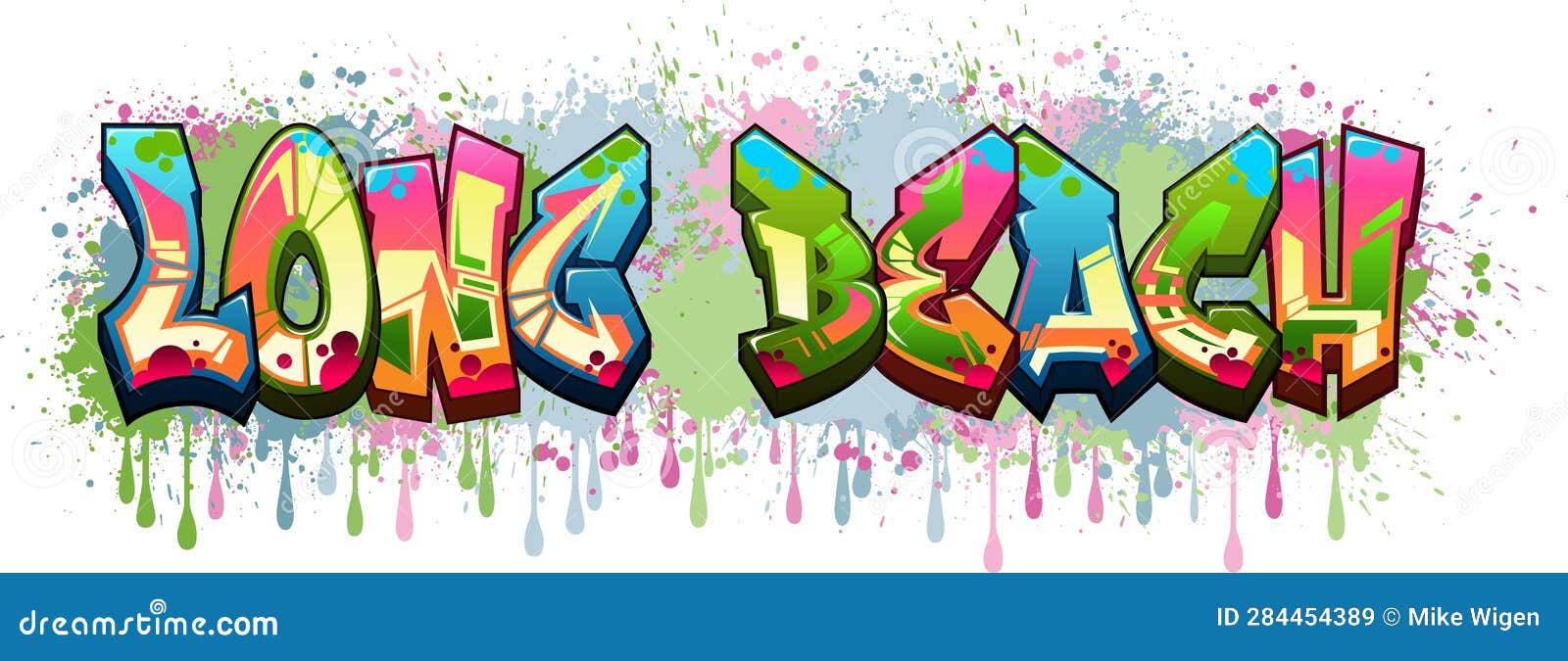 Graffiti Styled Vector Graphics Design - Long Beach Stock Vector ...