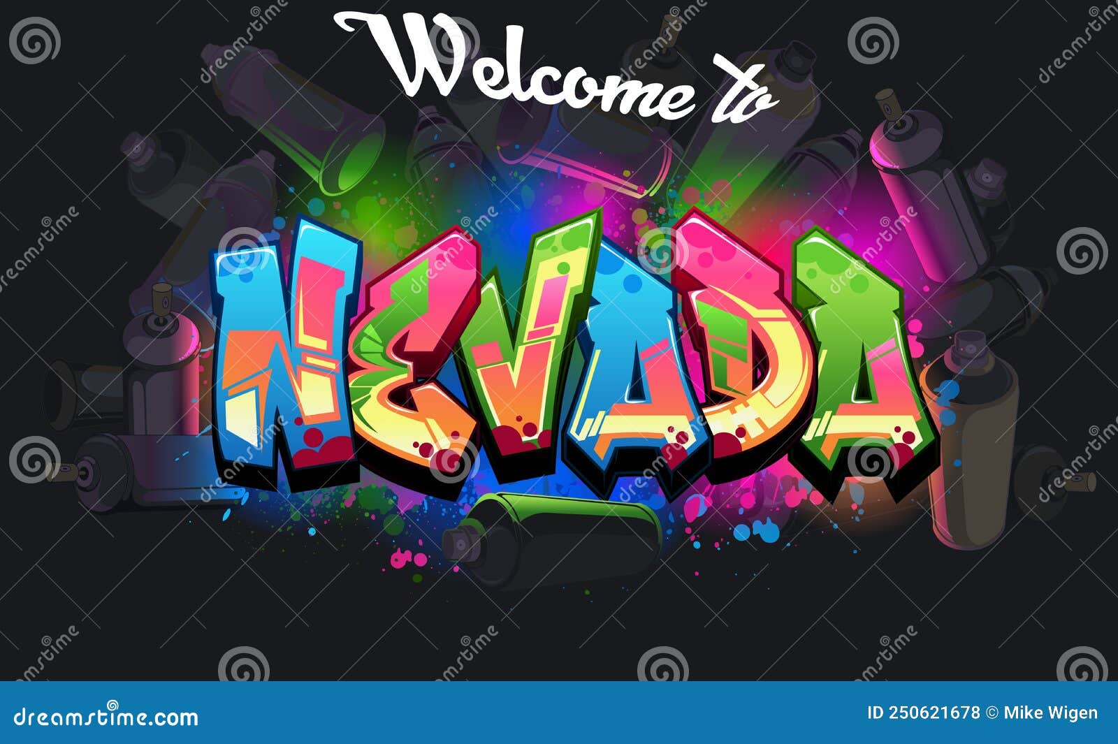 Graffiti Styled Vector Graphics Design - the State of Nevada Stock ...