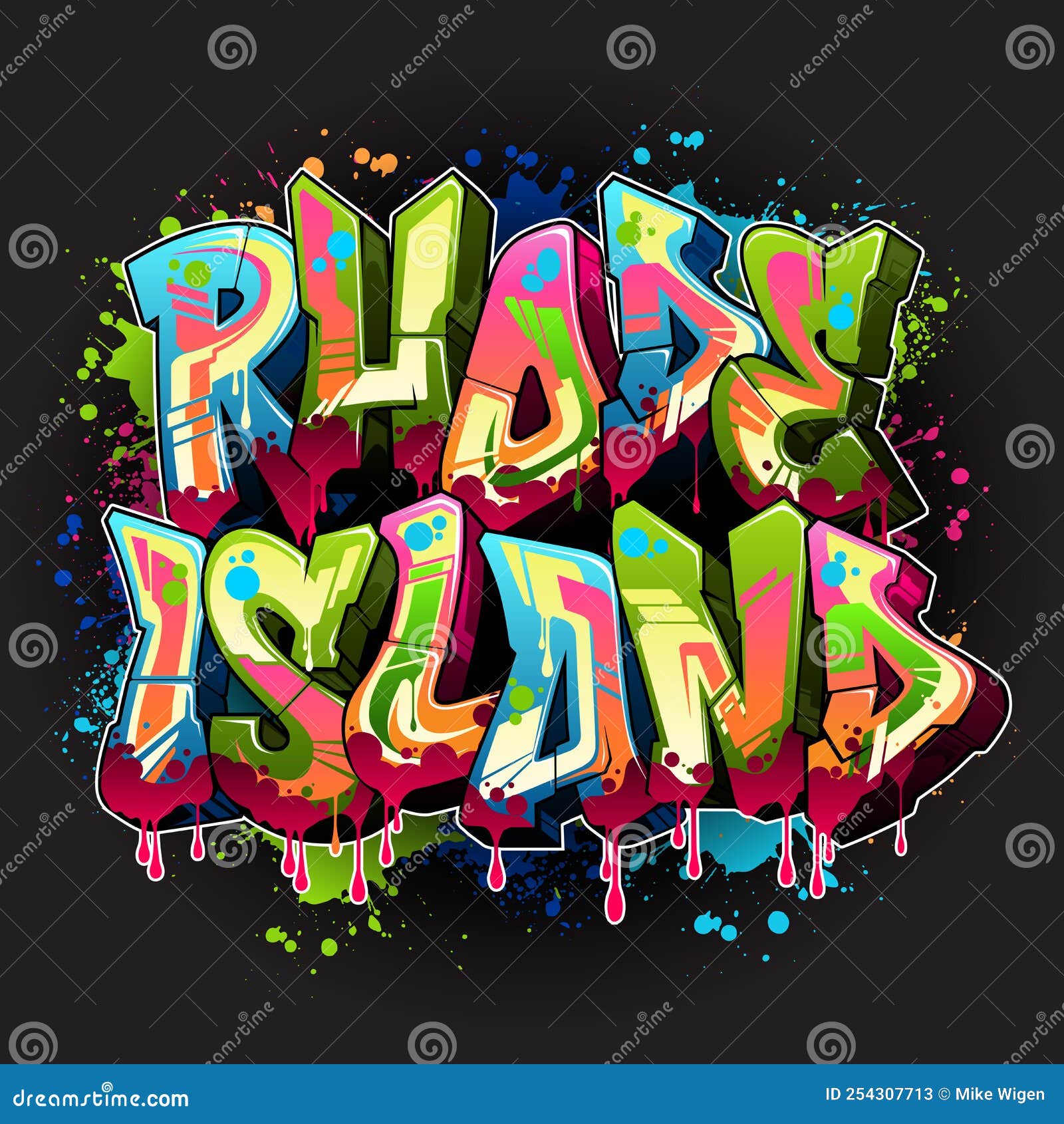 Graffiti Styled Vector Graphics Design - the State of Rhode Island ...