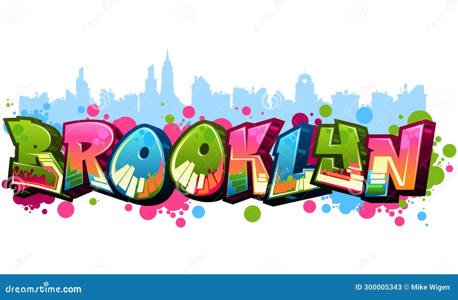 Brooklyn - Graffiti Styled Vector Logotype Design Stock Illustration ...