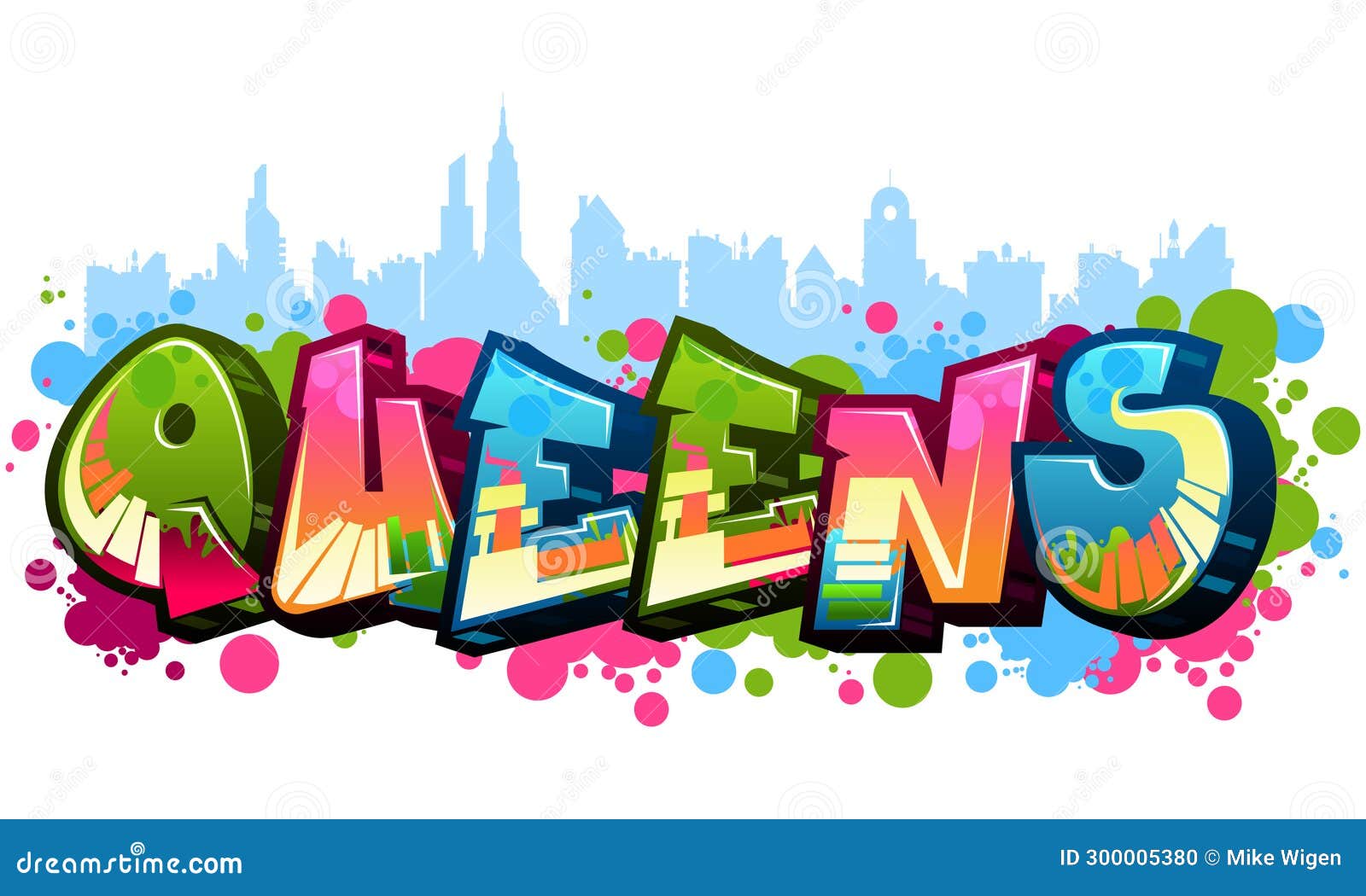 Queens - Graffiti Styled Vector Logotype Design Stock Illustration ...